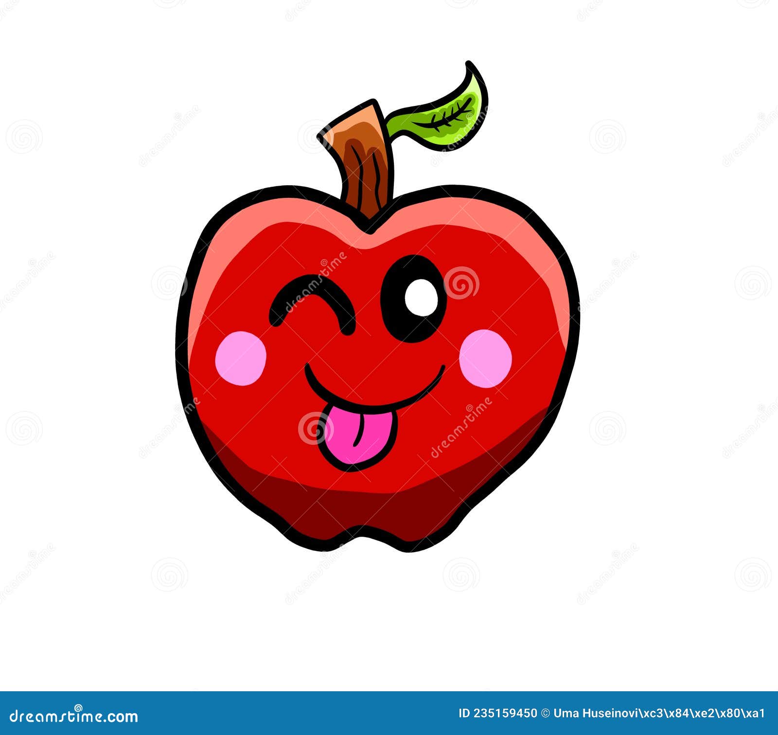 Cartoon Winking Red Apple stock illustration. Illustration of fruit ...
