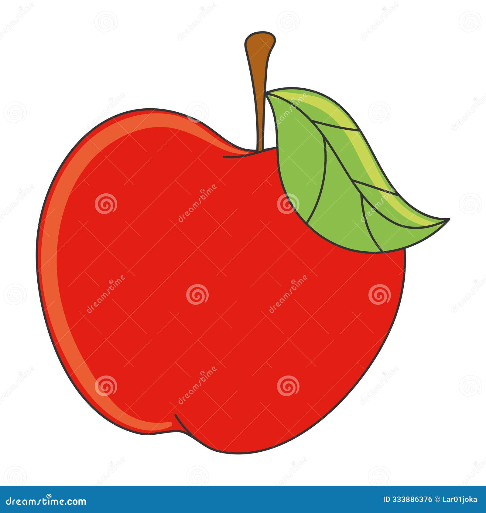 Cartoon Red Apple with Green Leaf Simple Style Vector Stock ...