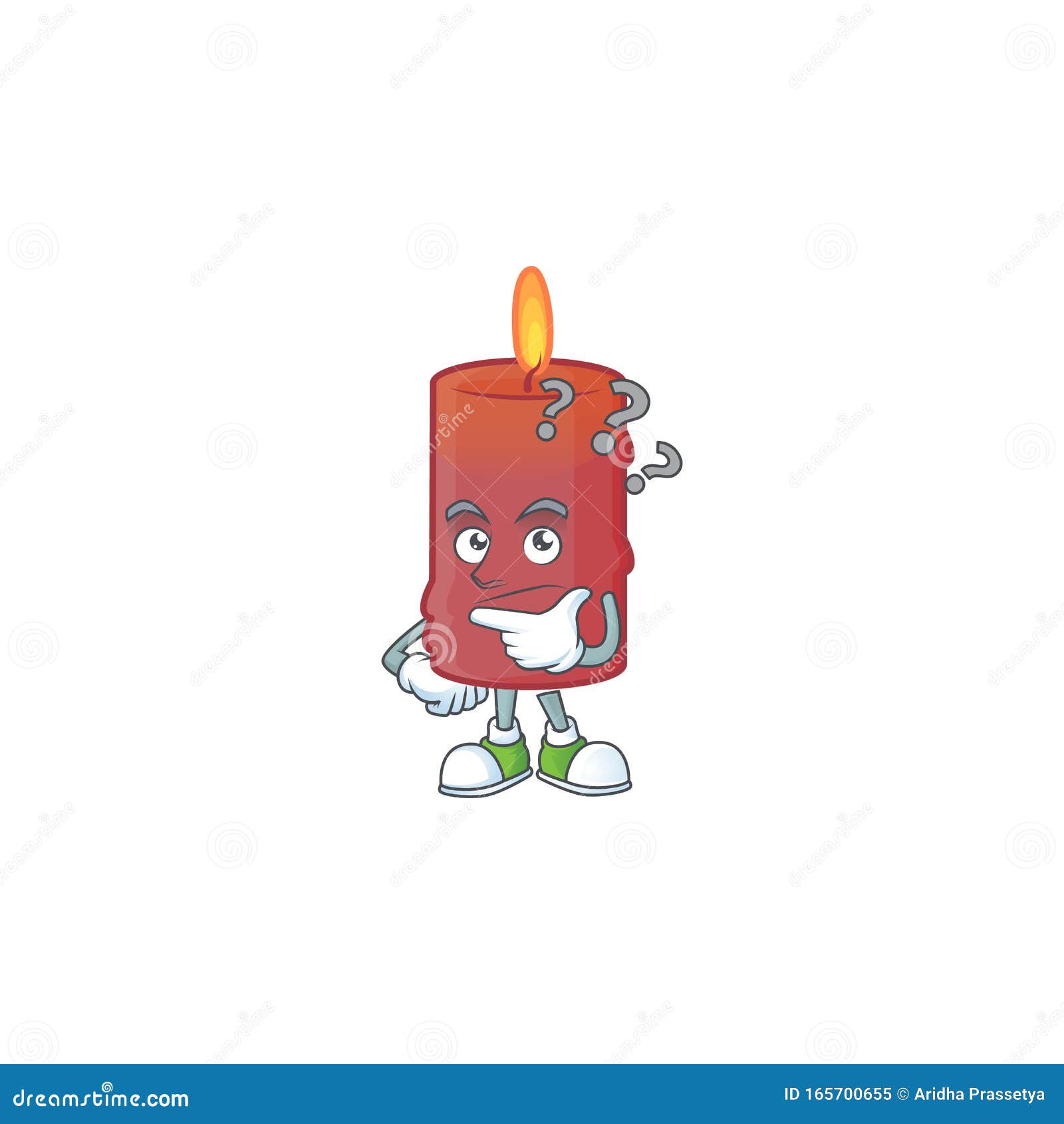 Cartoon Red Candle with Confuse Face Style Design Stock Vector ...