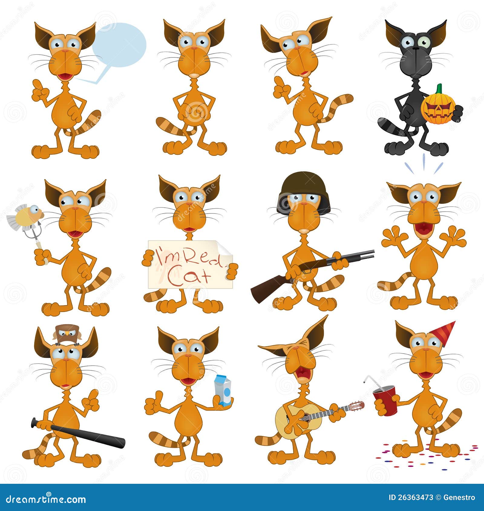 Cartoon Red Cats stock vector. Illustration of cute, sign - 26363473