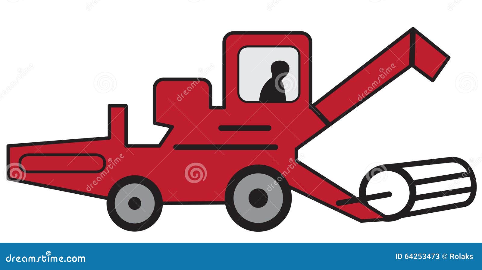Cartoon Red Combine Harvester Stock Vector - Illustration of harvest ...
