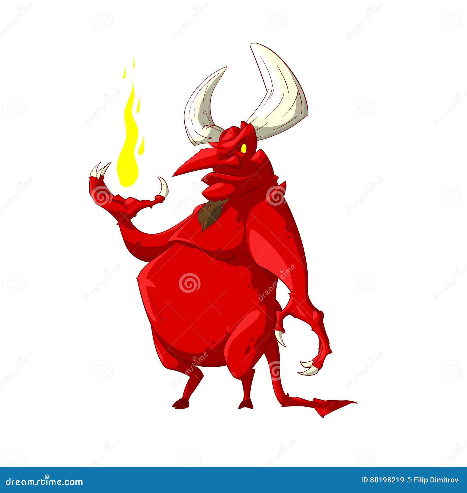 Cartoon red demon stock vector. Illustration of horned - 80198219