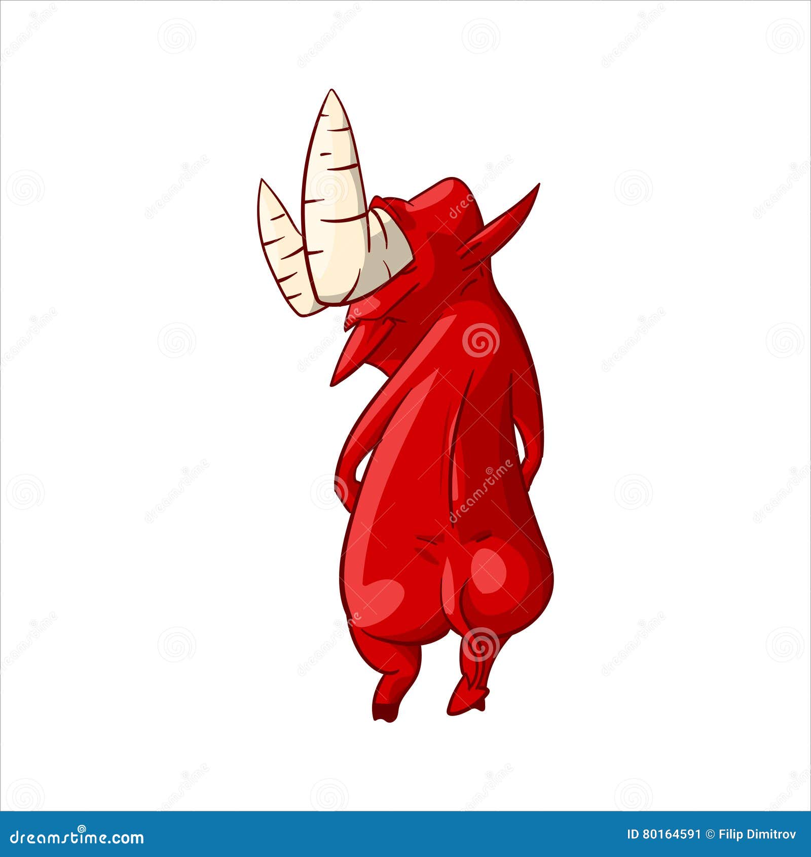 Cartoon red demon stock vector. Illustration of horned - 80164591