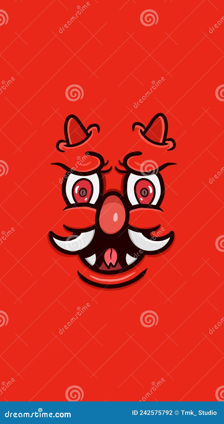 Cartoon Red Devil Face with Funny Expression for Background and ...