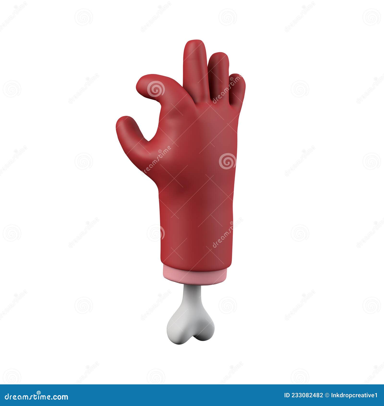 Cartoon Red Devil Halloween Chopped Off Hand With Bone. 3D Rendering ...