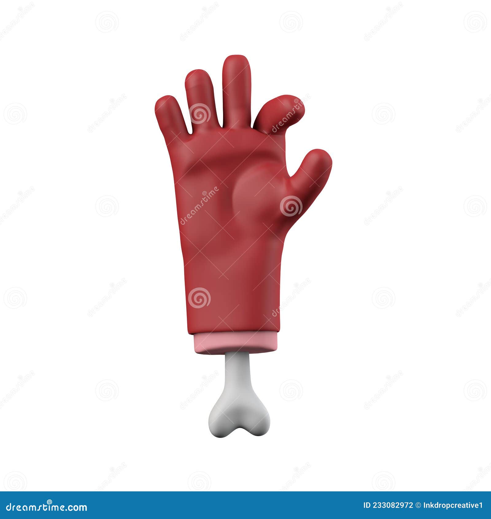 Cartoon Red Devil Halloween Chopped Off Hand with Bone. 3D Rendering ...