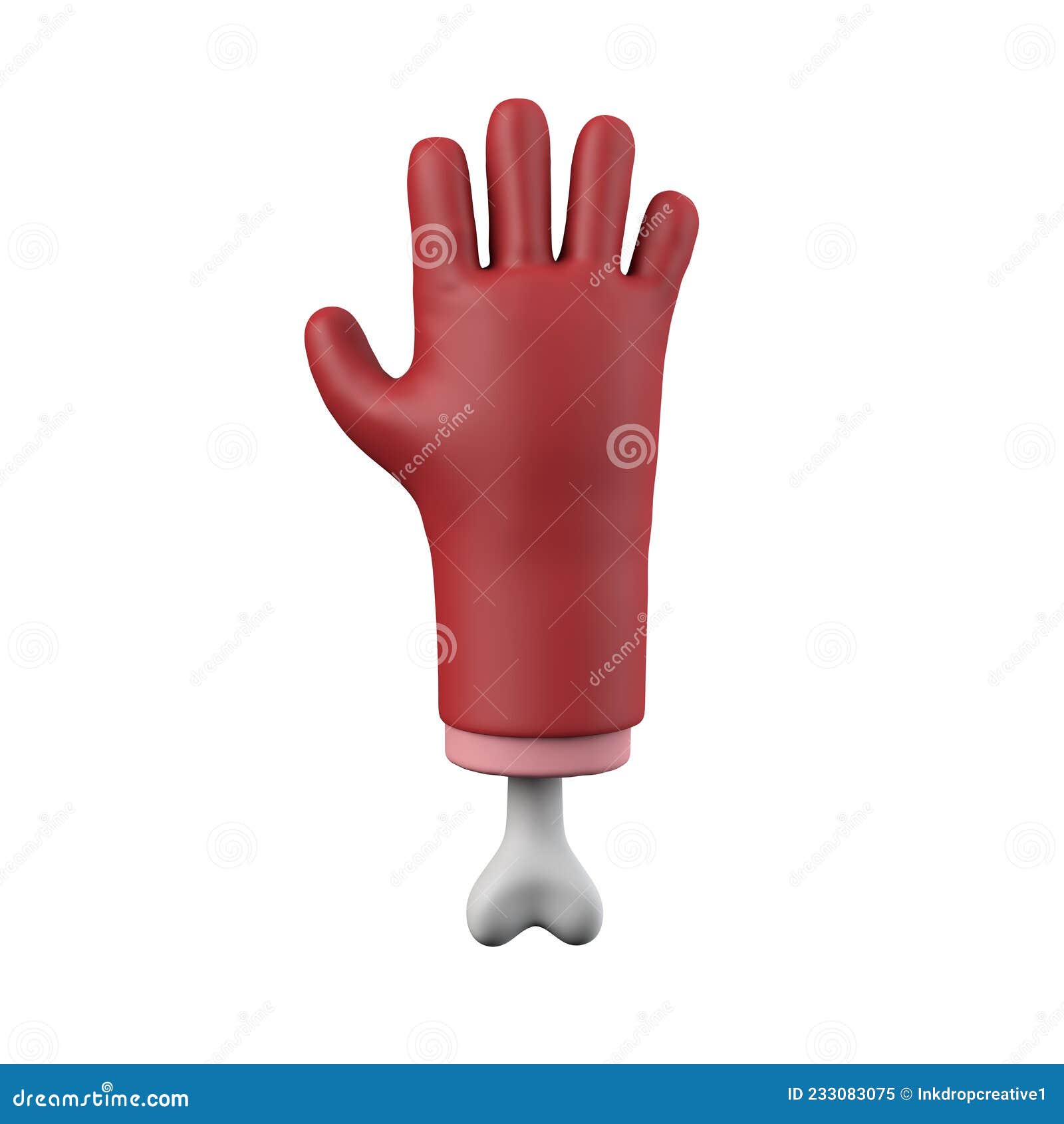 Cartoon Red Devil Halloween Chopped Off Hand with Bone. 3D Rendering ...