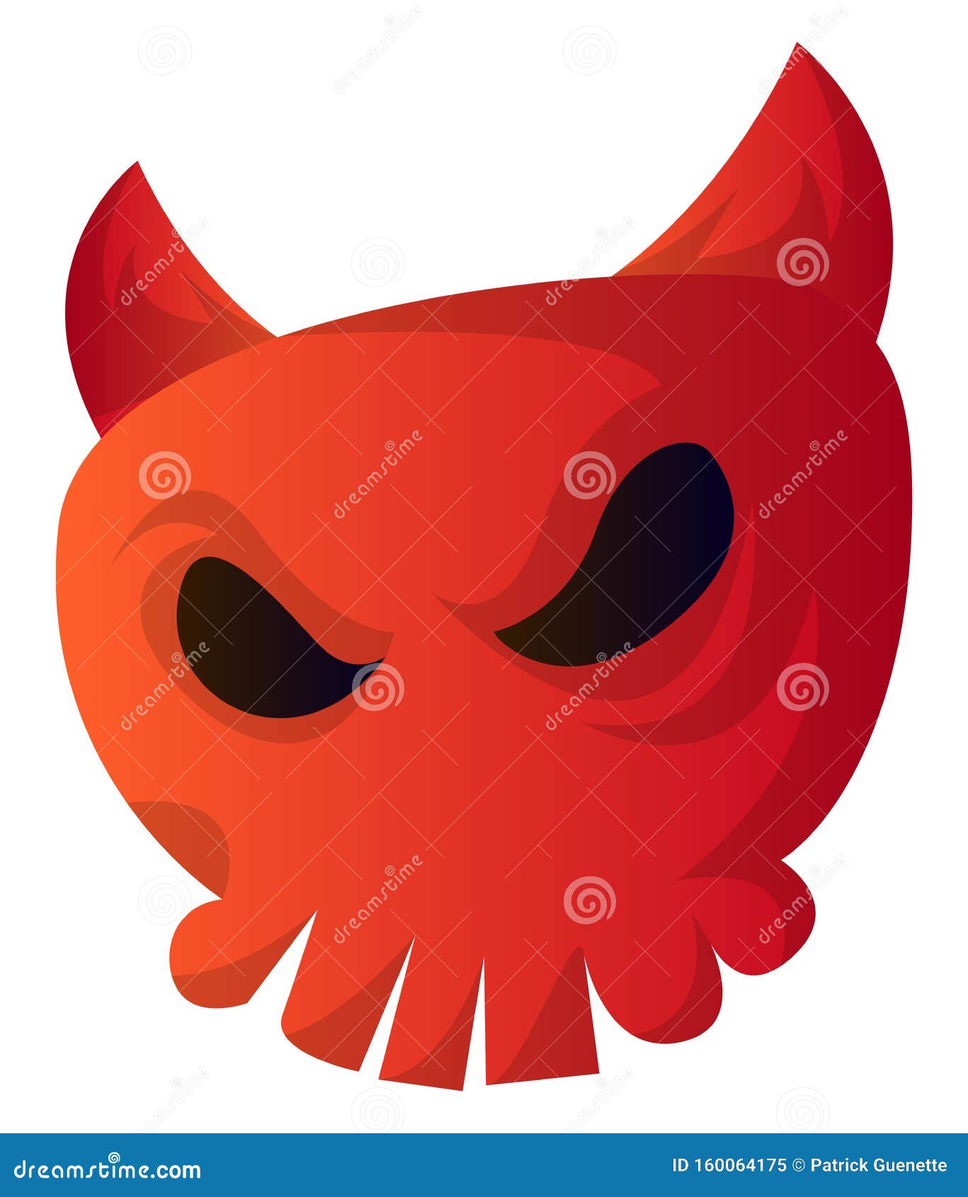 Cartoon Red Devil Skull Vector Illustartion Stock Vector - Illustration ...