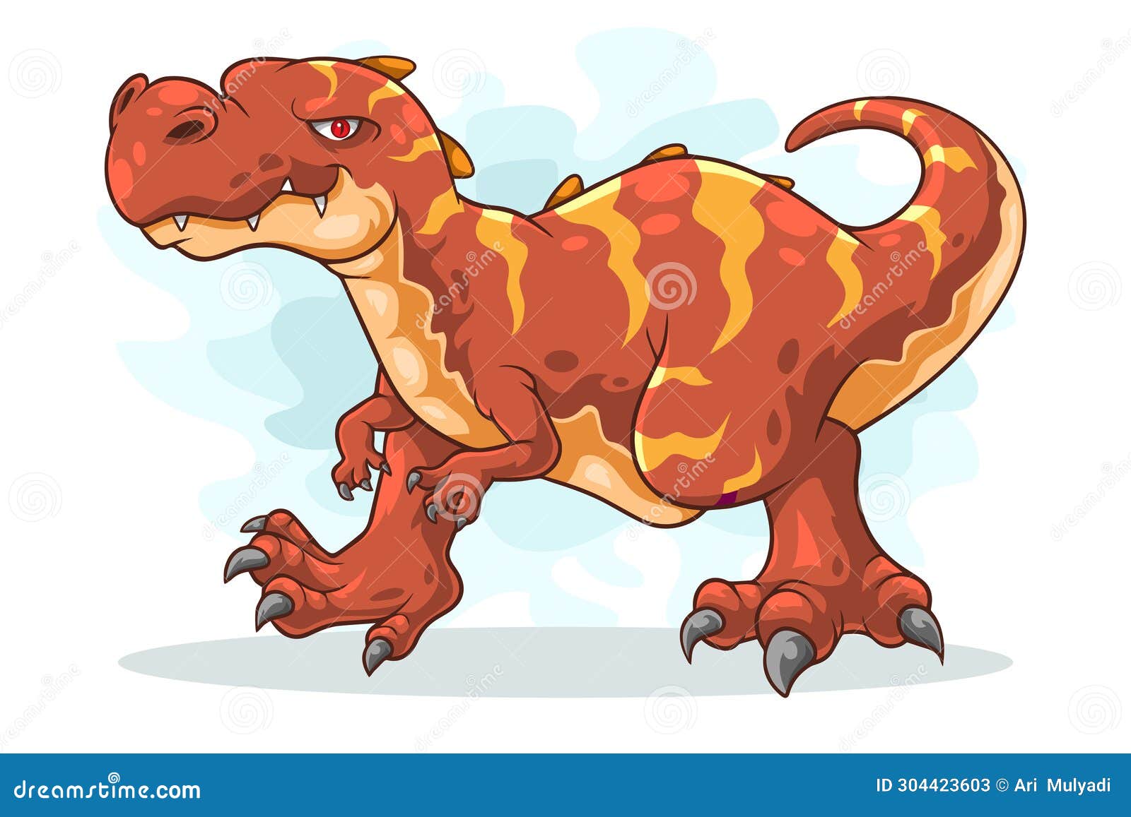 Cartoon Red Dinosaur on White Background Stock Vector - Illustration of ...