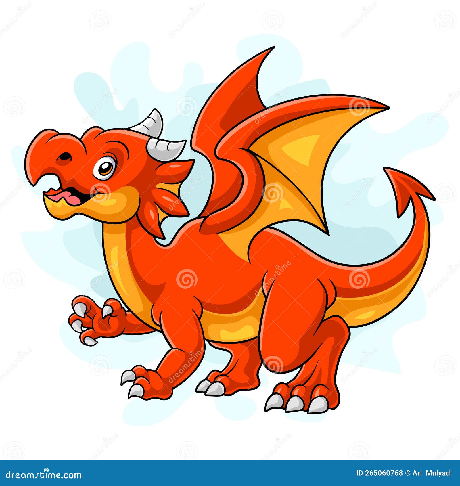 Cartoon Red Dragon On White Background Vector Illustration ...