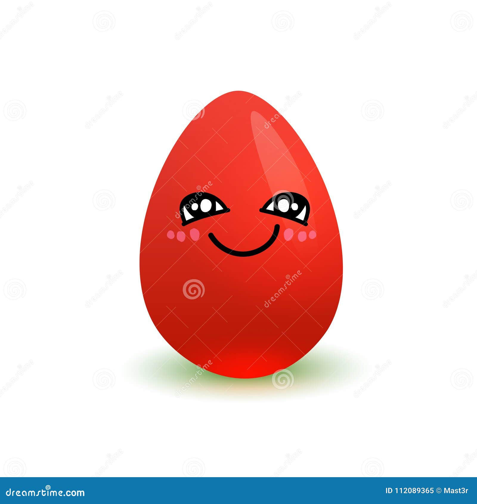 Cartoon Red Easter Egg Happy Smiling on White Background Stock Vector ...