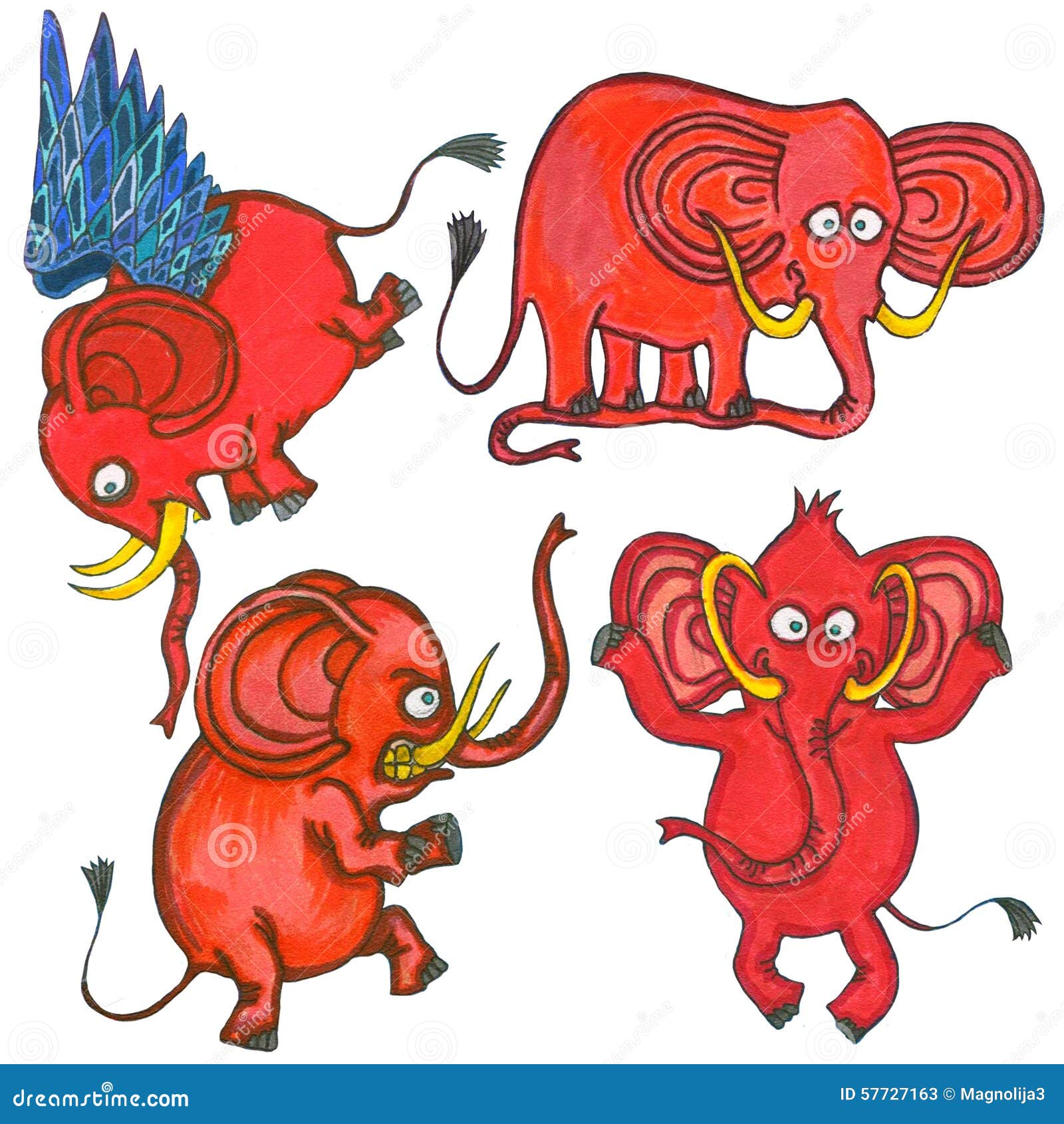Cartoon red elephants stock illustration. Illustration of clipart ...