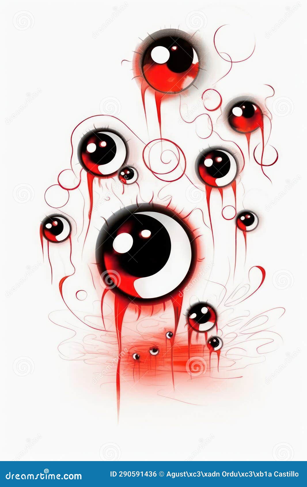 Cartoon of a Red Eye. Halloween Illustration. Stock Illustration ...