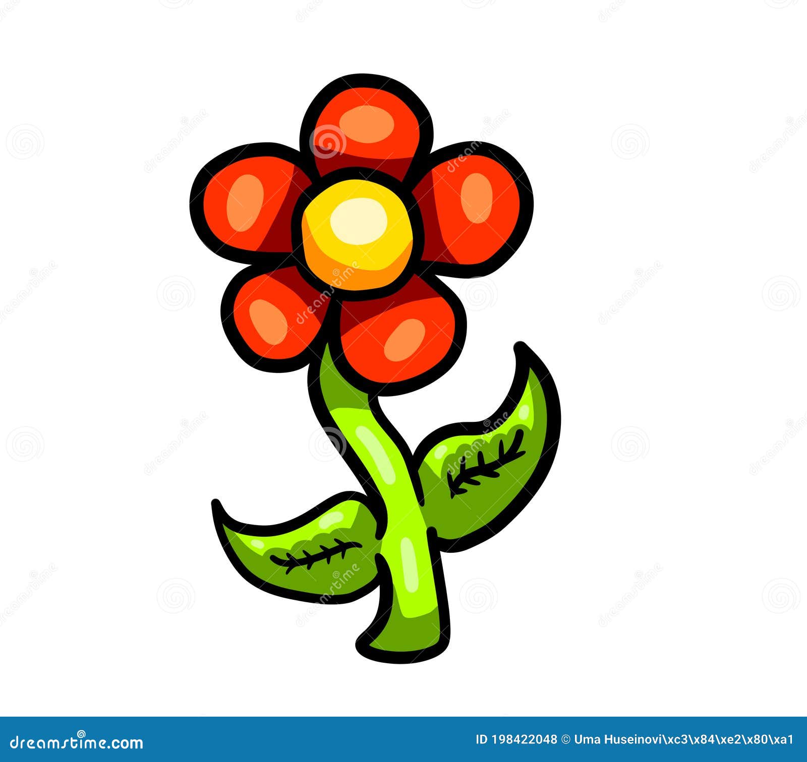 A Cartoon Red Flower stock illustration. Illustration of beautiful ...