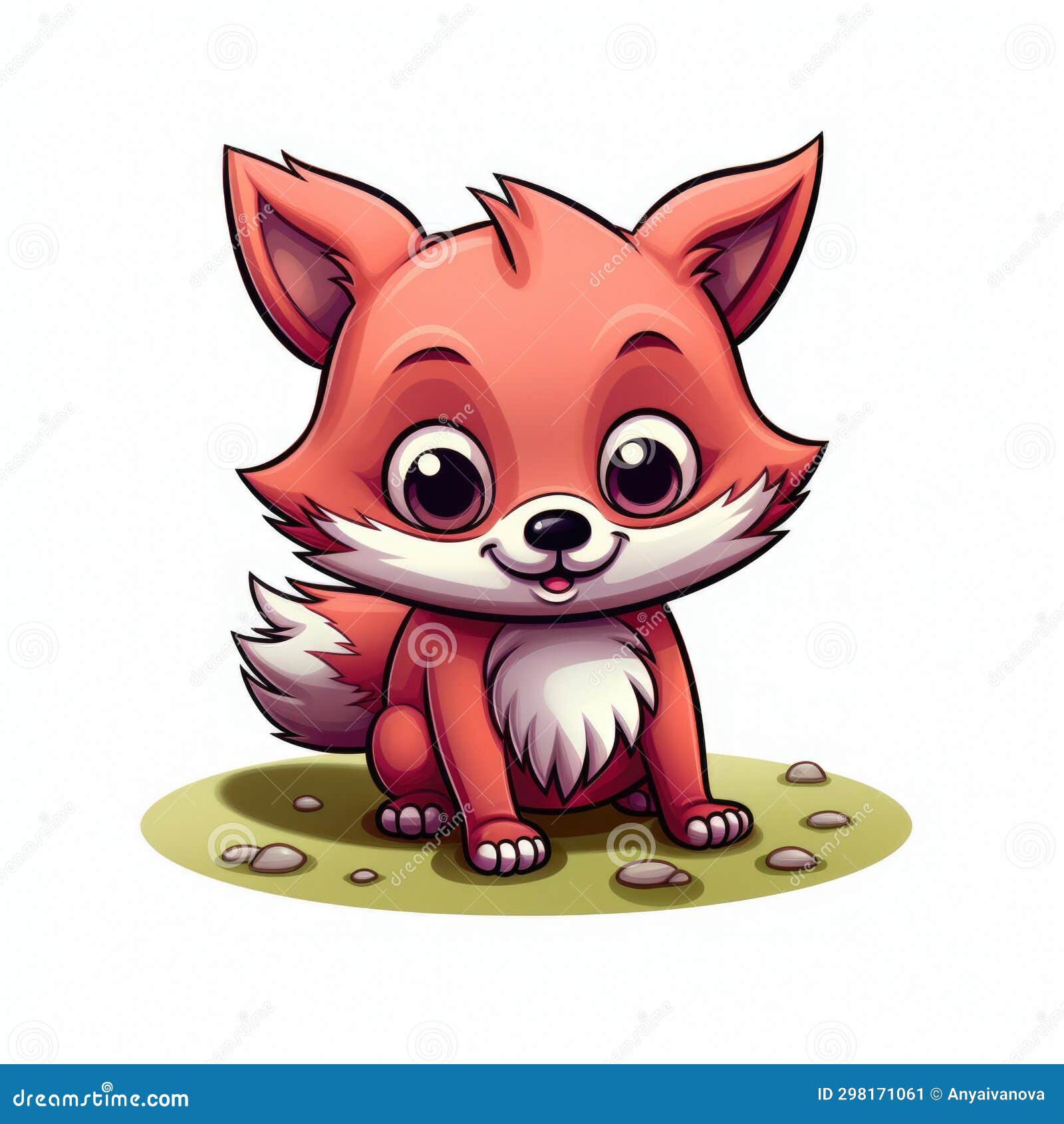 A Cartoon Red Fox Sitting on the Ground Stock Illustration ...