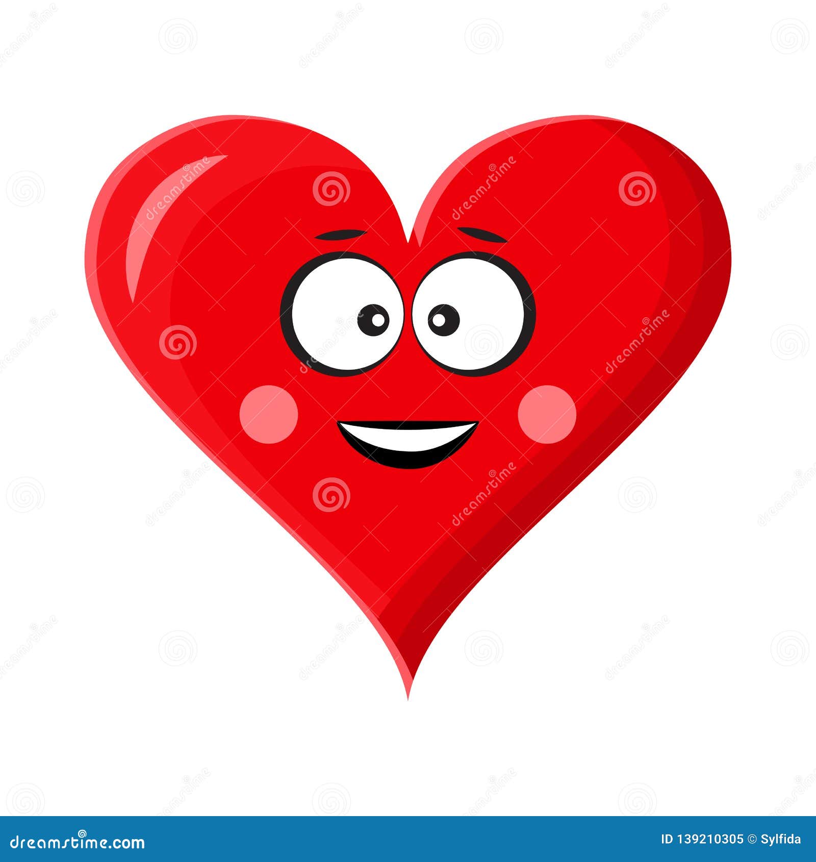 Cartoon Red Heart Emoticon. Vector Illustration Stock Illustration ...