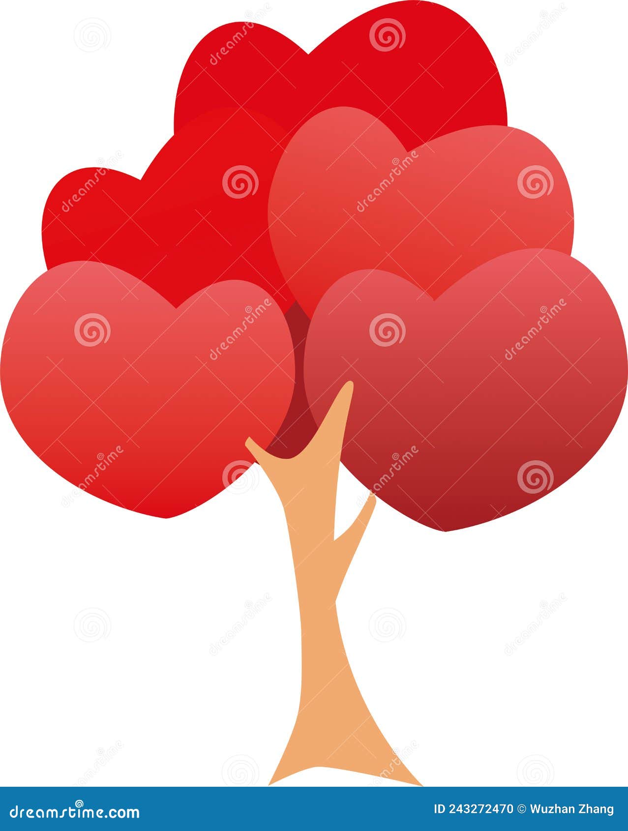 A cartoon red heart tree stock illustration. Illustration of painting ...