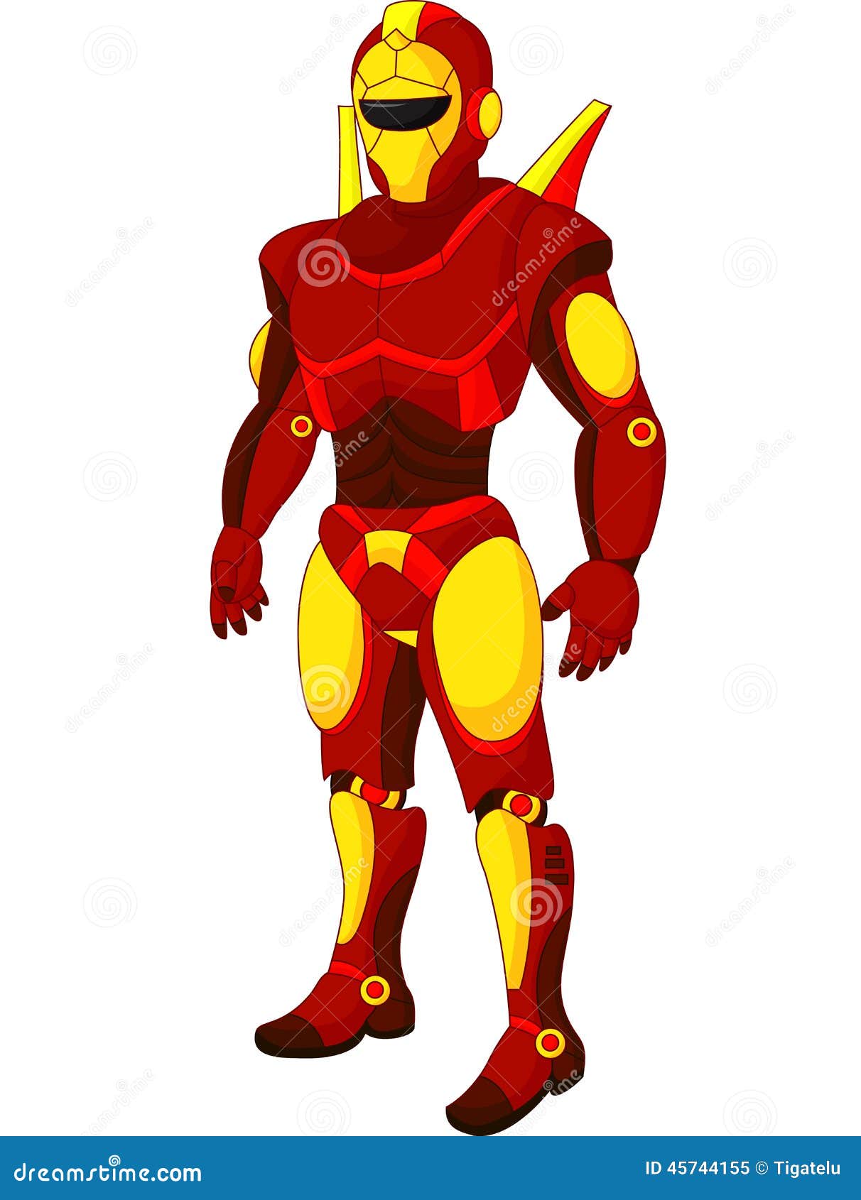 Cartoon red humanoid robot stock vector. Illustration of hero - 45744155