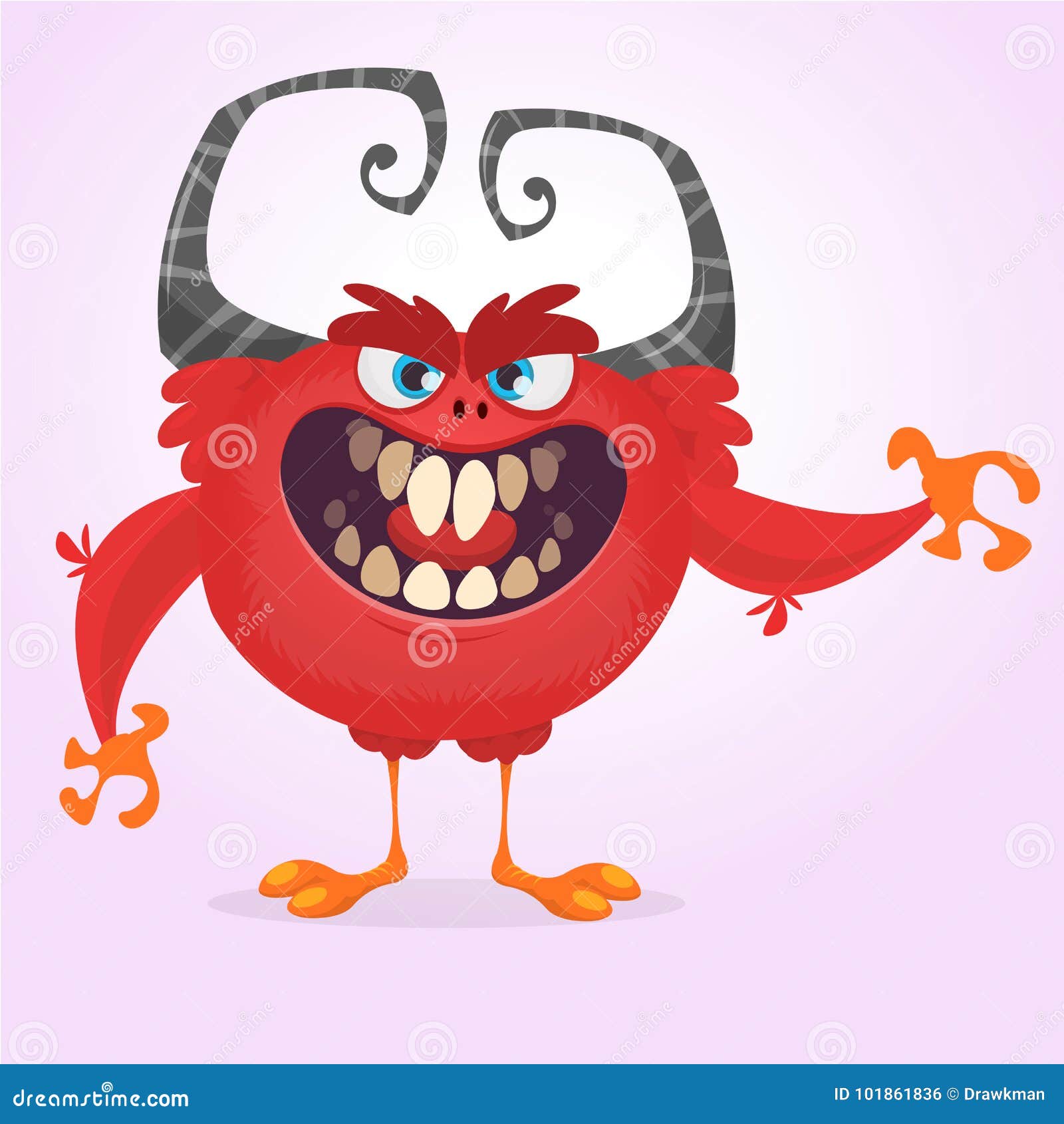 Cartoon Red Monster Illustration. Vector. Stock Vector - Illustration ...