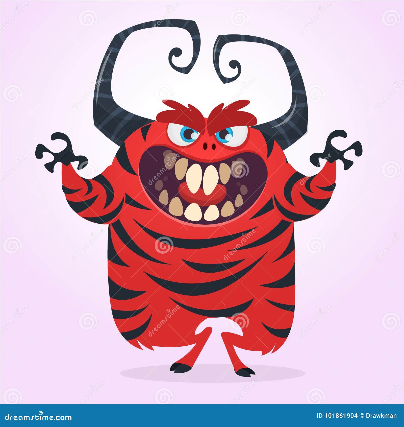 Cartoon Red Monster Illustration. Vector. Stock Vector - Illustration ...