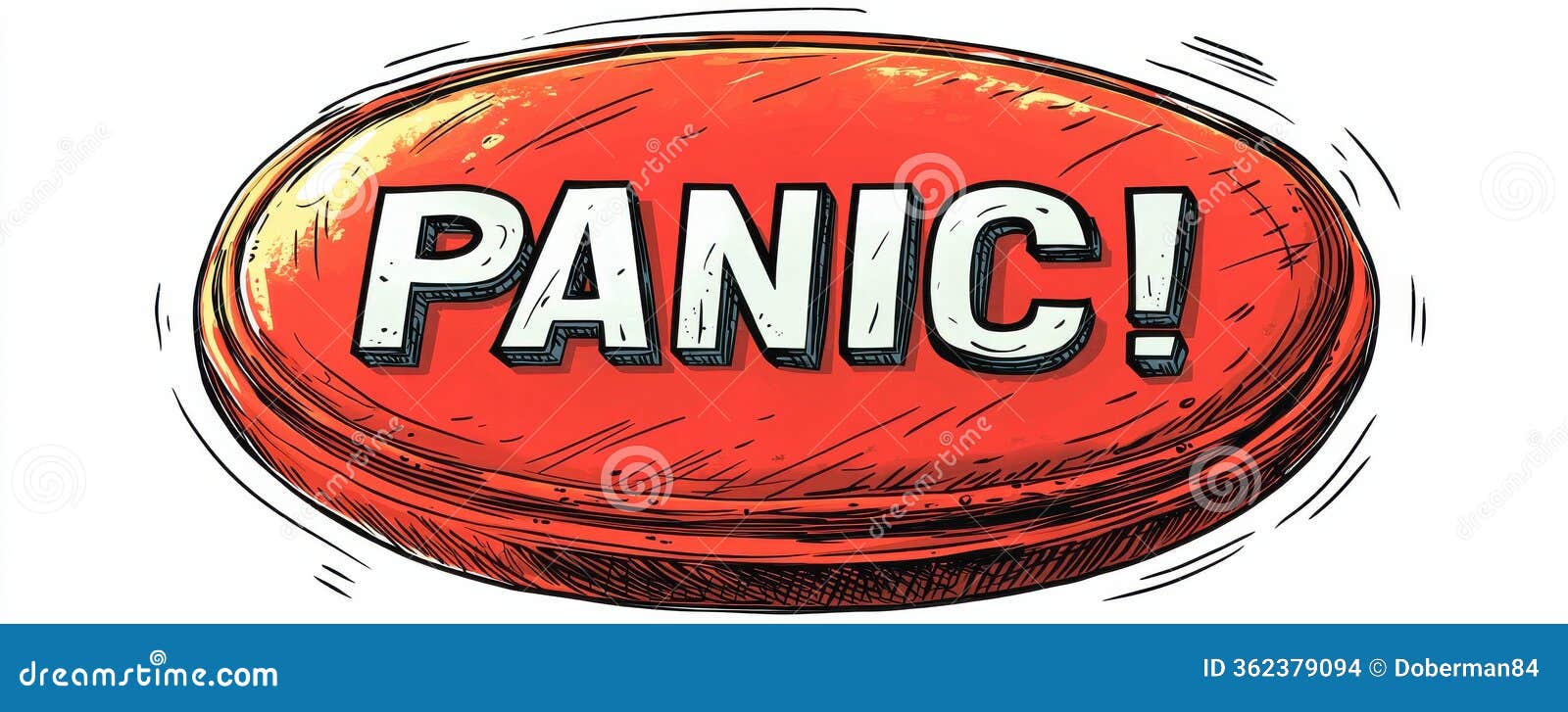 Cartoon Red Panic Button Illustrating Urgency and Immediate Action ...