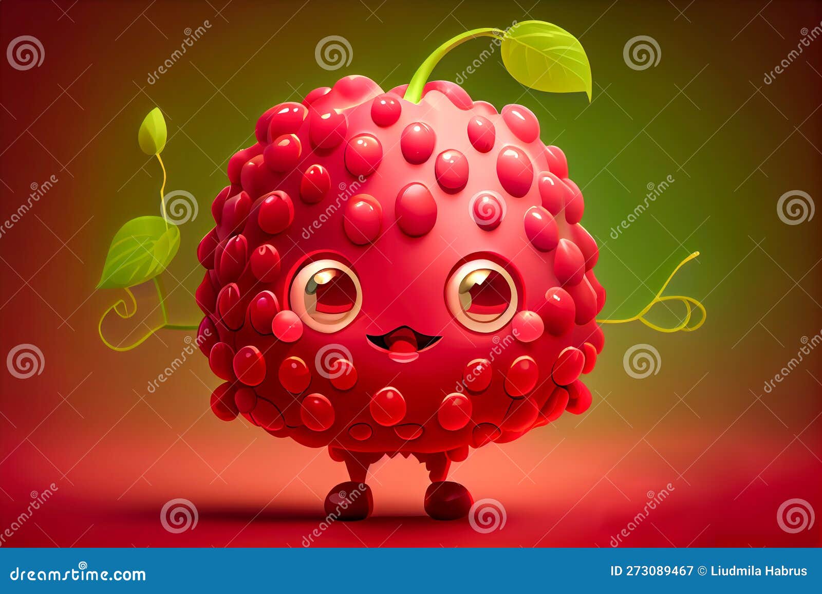 Cartoon Red Raspberry with Eyes. Generative AI, Generative, AI Stock ...