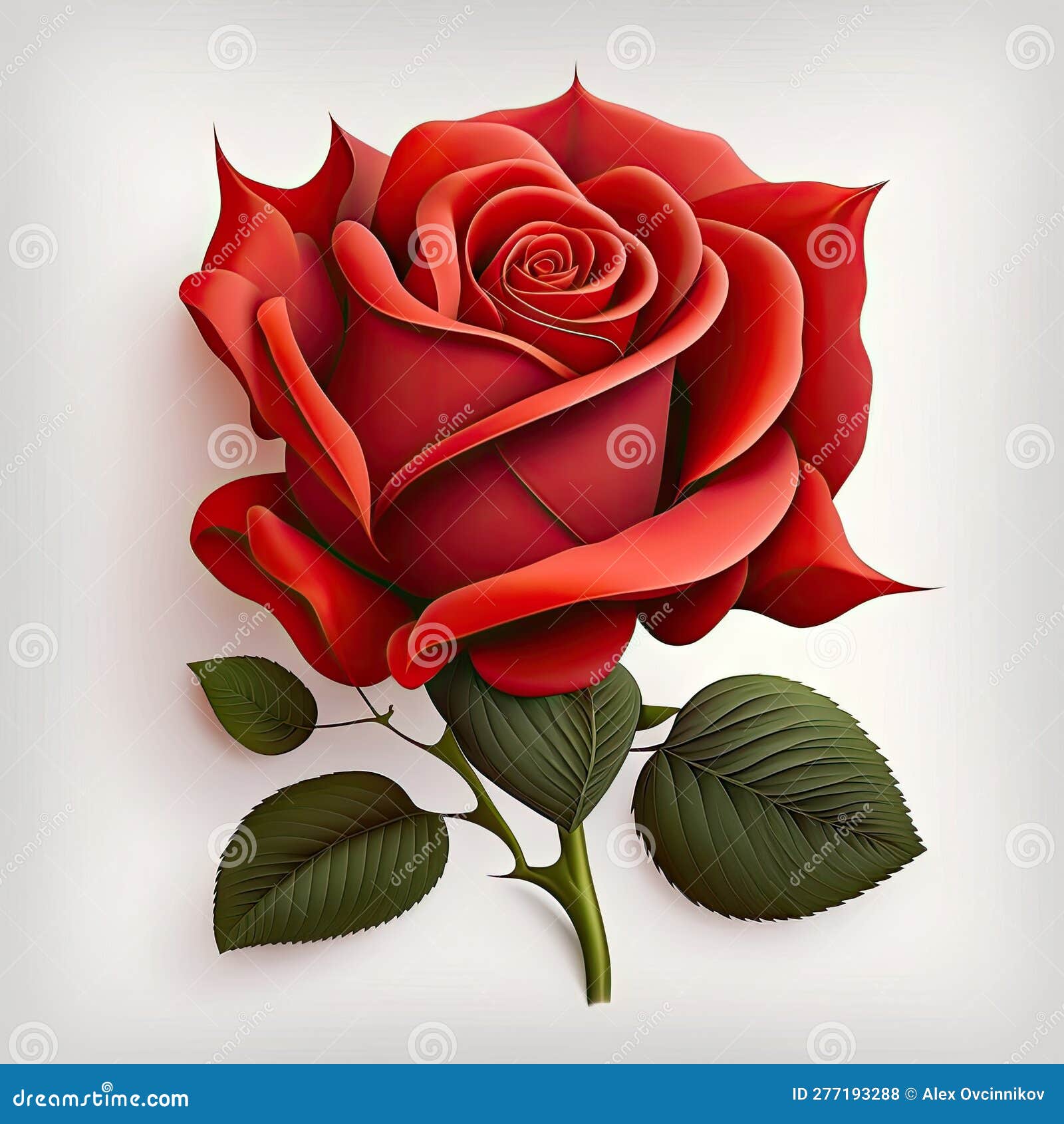 Cartoon Red Rose on White Background for Invitations and Posters. Stock ...