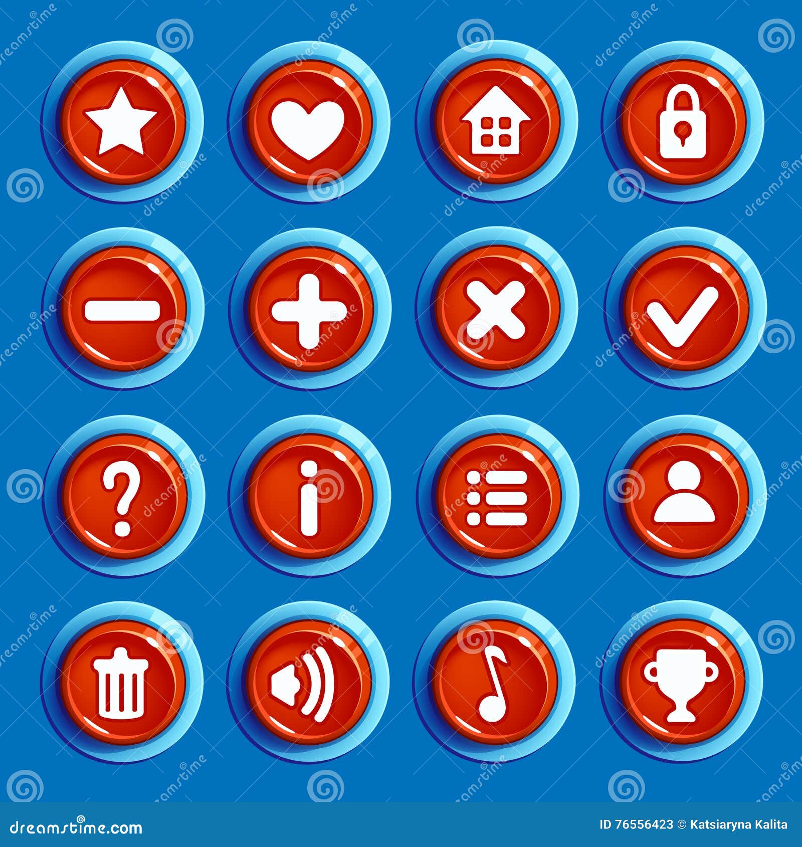 Cartoon red round buttons stock vector. Illustration of collection ...
