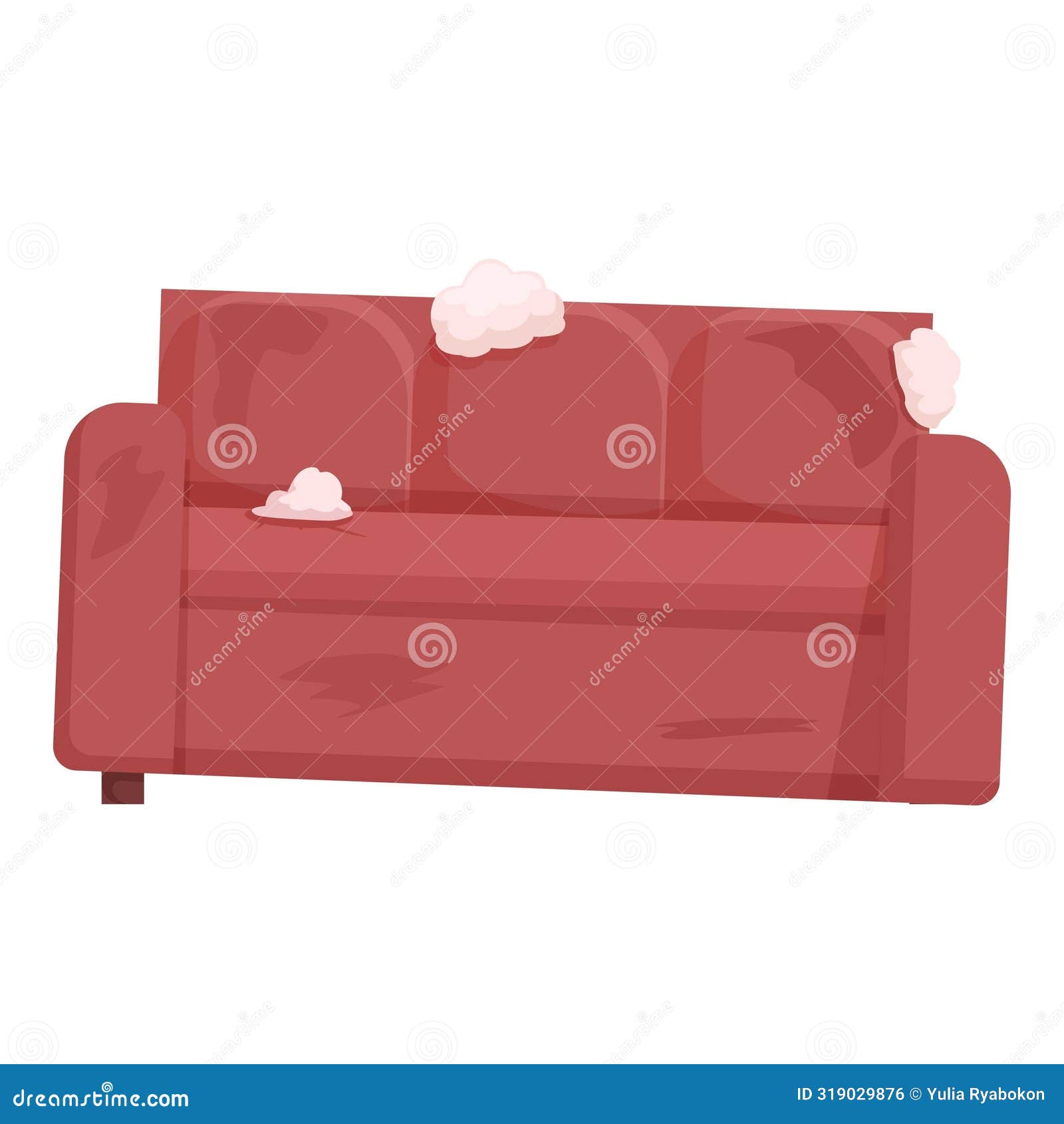 Cartoon Red Sofa with Cushions Illustration Stock Vector - Illustration ...