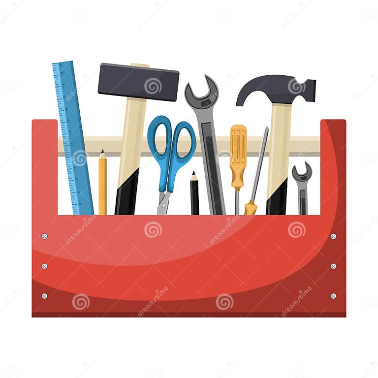Cartoon Red Construction Toolbox Stock Vector - Illustration of hammers ...