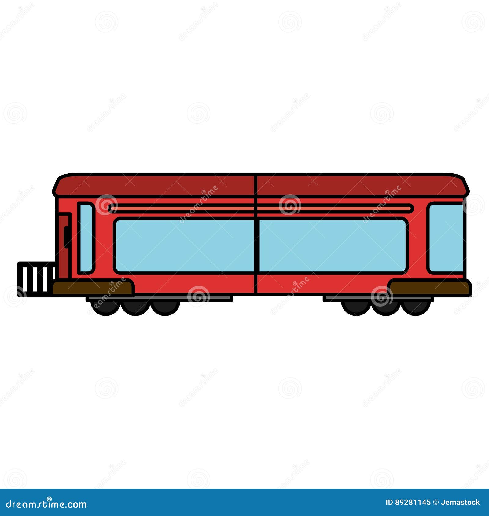 Cartoon Red Train Wagon Rail Stock Illustration - Illustration of ...