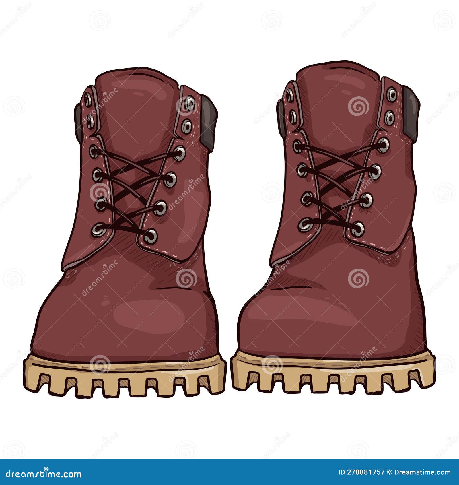 Cartoon Red Work Boots. Front View Illustration Stock Vector ...