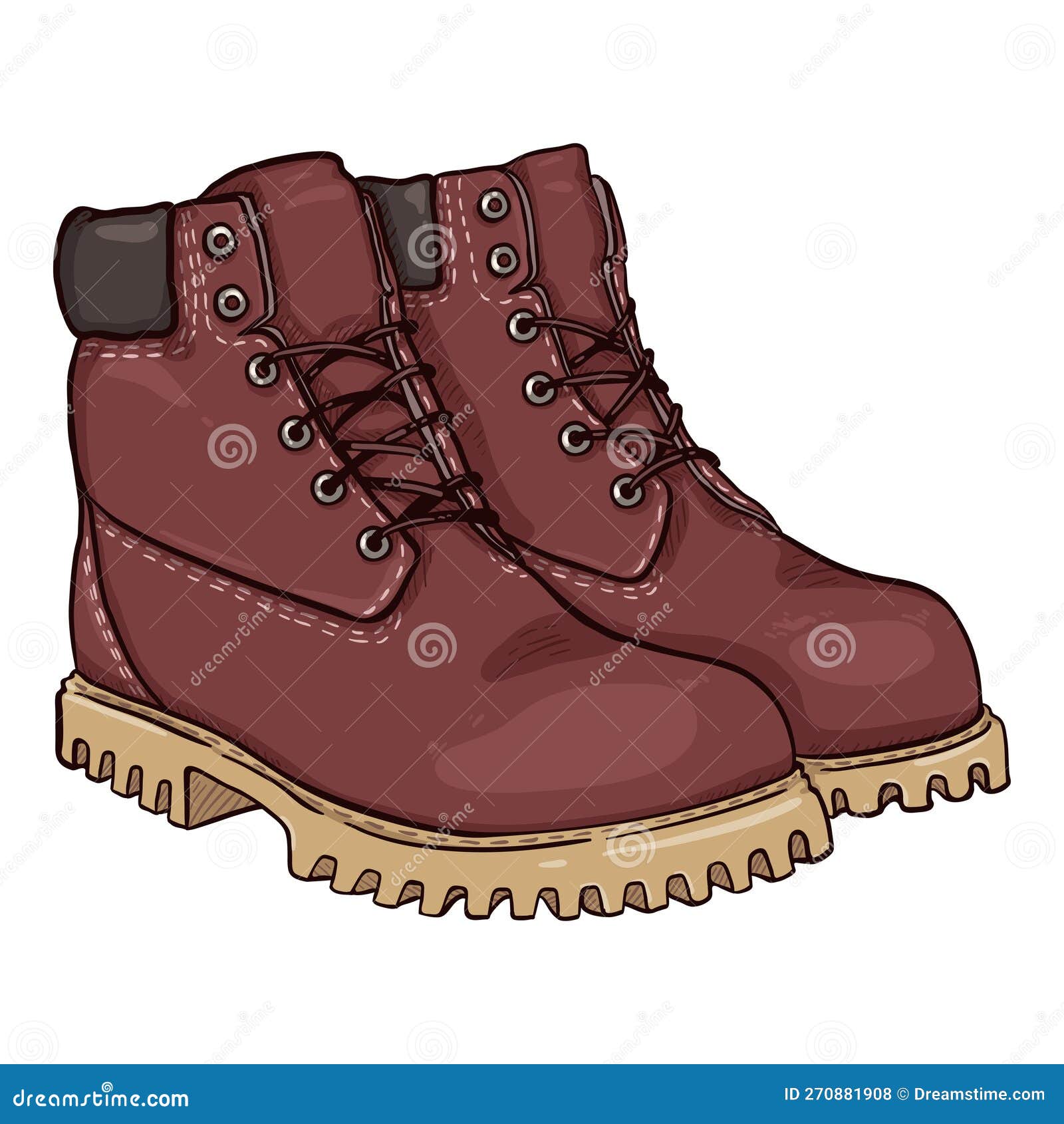 Cartoon Red Work Boots. Vector Illustration Stock Vector - Illustration ...