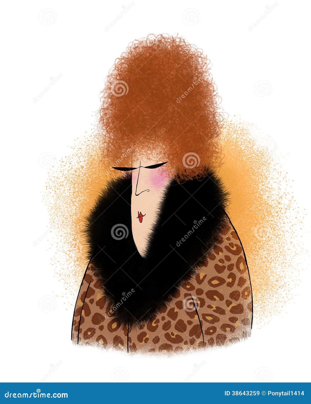 Cartoon Redheaded Lady in a Leopard Coat Stock Illustration ...