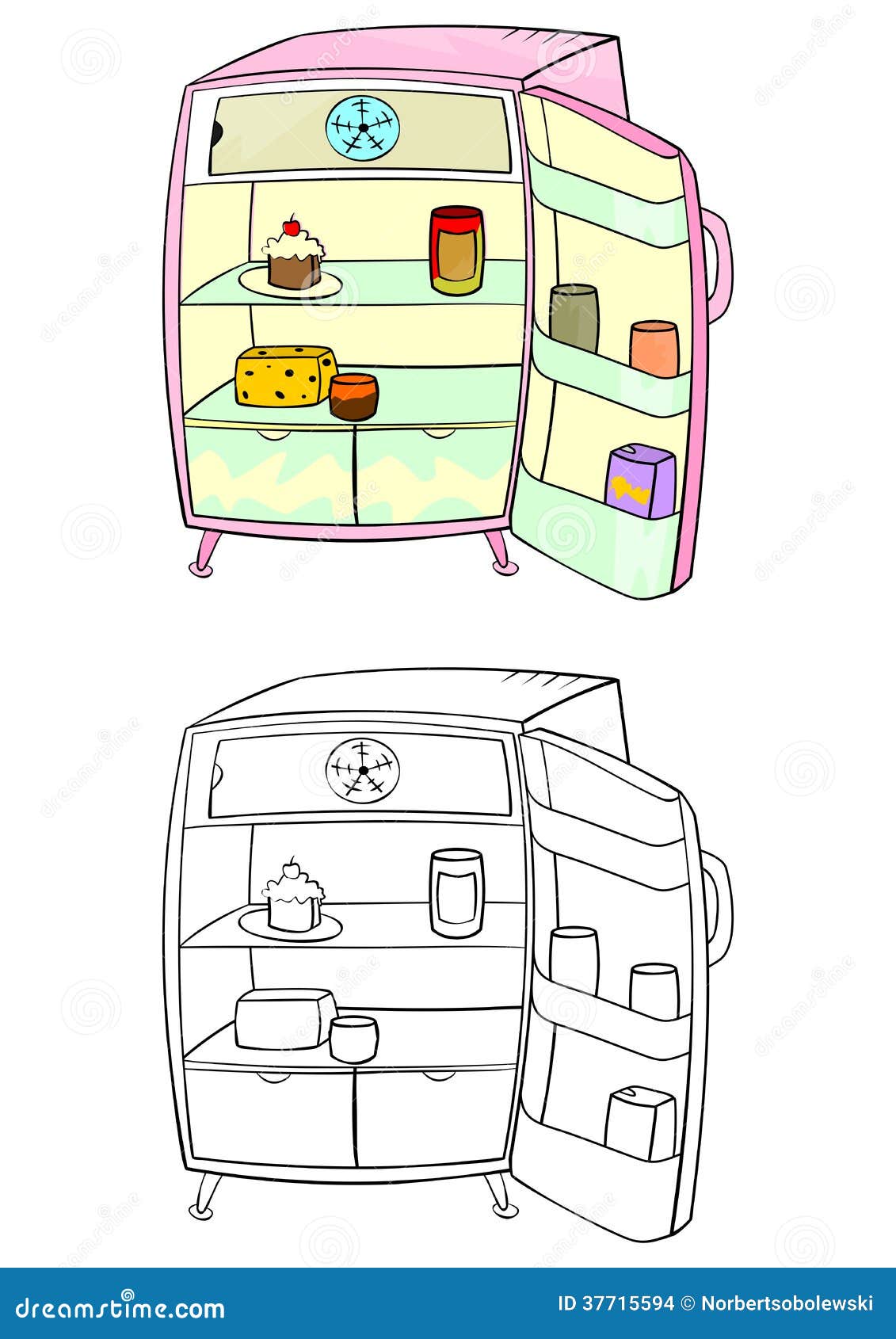 Refrigerator Coloring Stock Illustrations – 83 Refrigerator Coloring ...