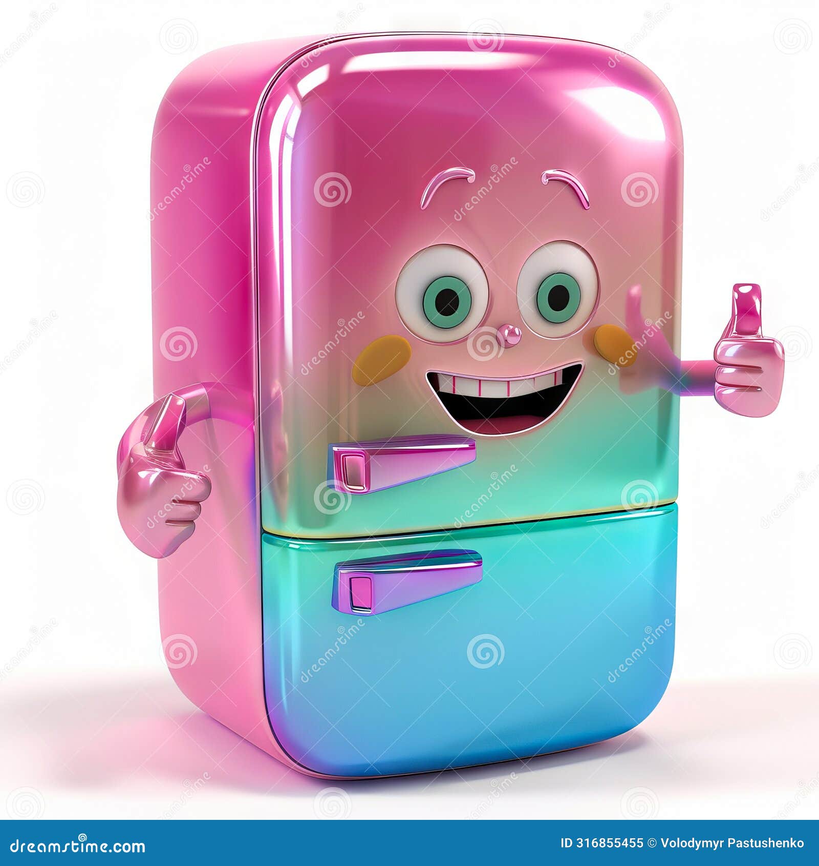 A Cartoon Refrigerator with a Thumbs Up Stock Image - Image of ...