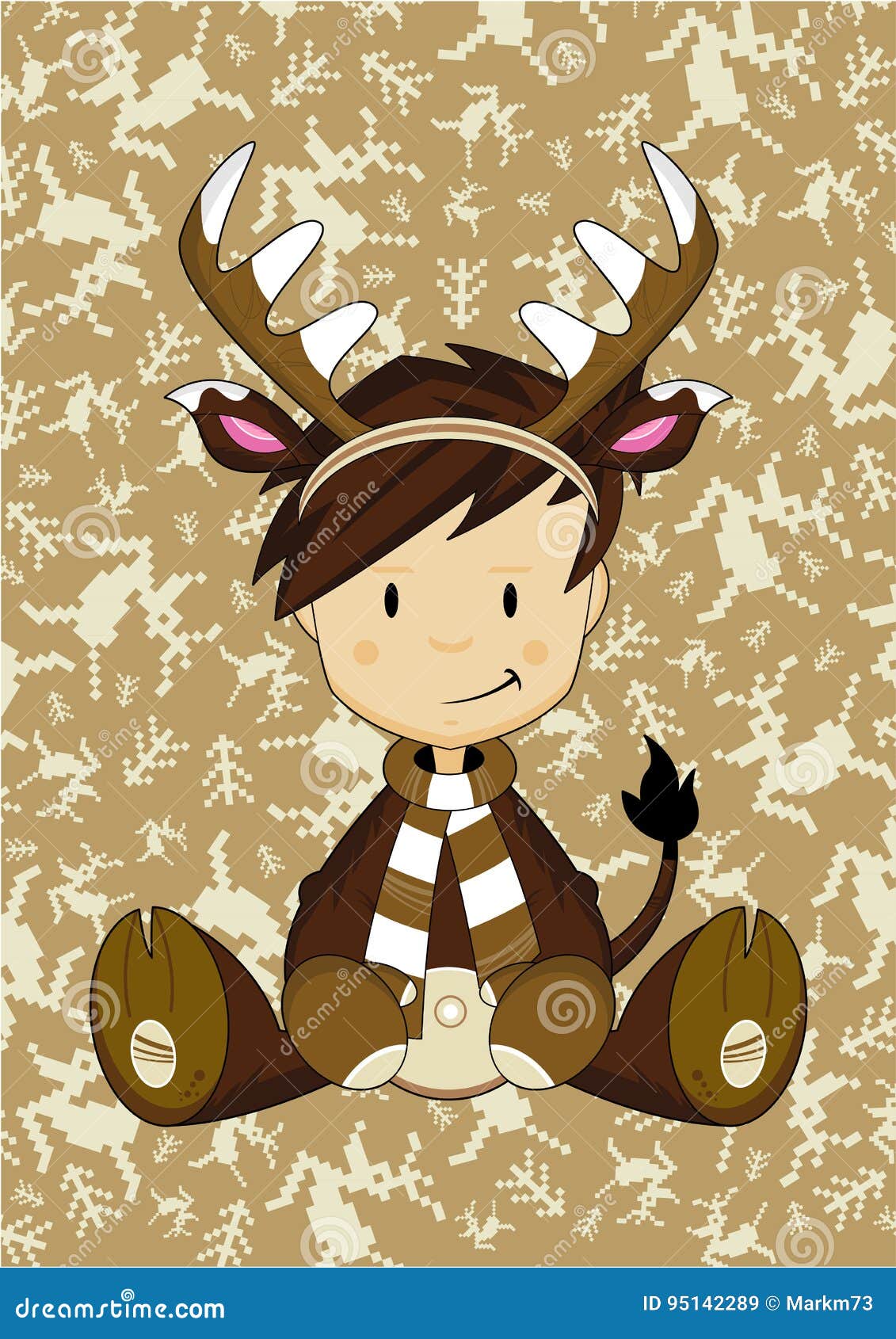 Cartoon Reindeer Boy stock vector. Illustration of scarf - 95142289