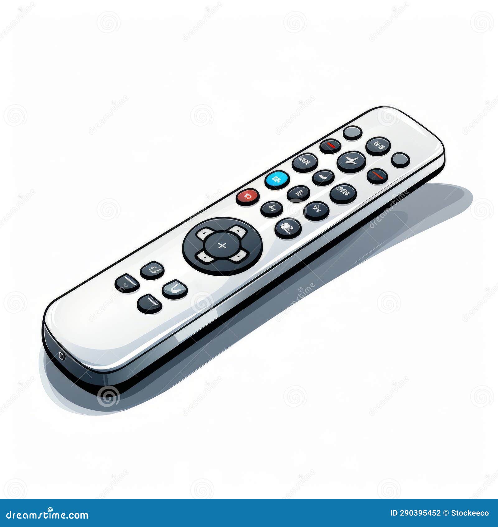 Cartoon Remote Control With Simple Line Art On White Background Royalty ...