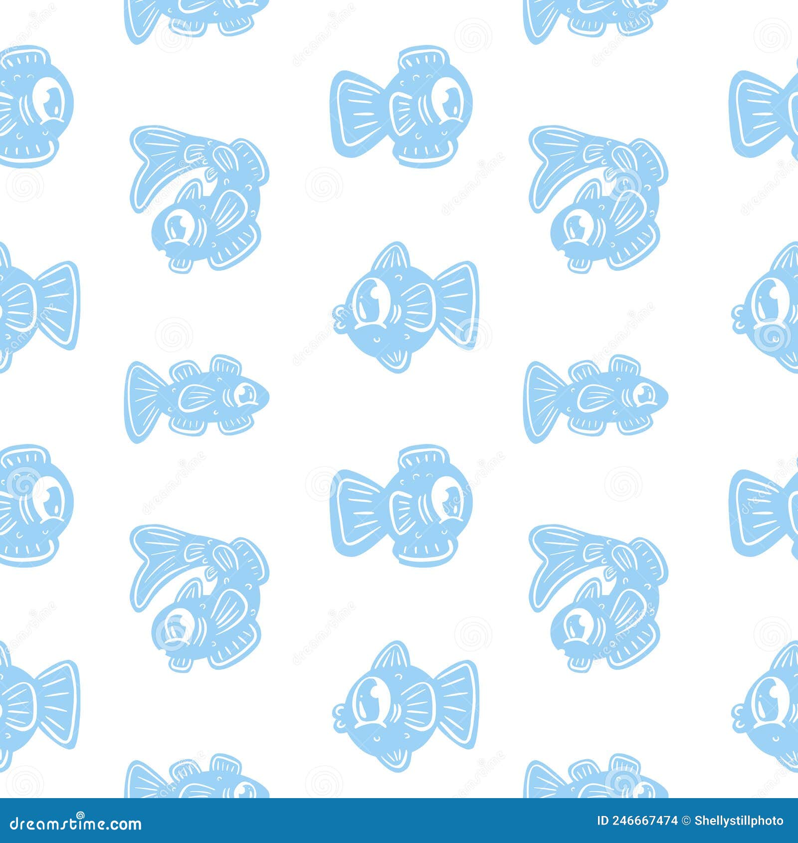 A Cartoon Repeating Pattern Fish and Fishes Illustration Stock ...