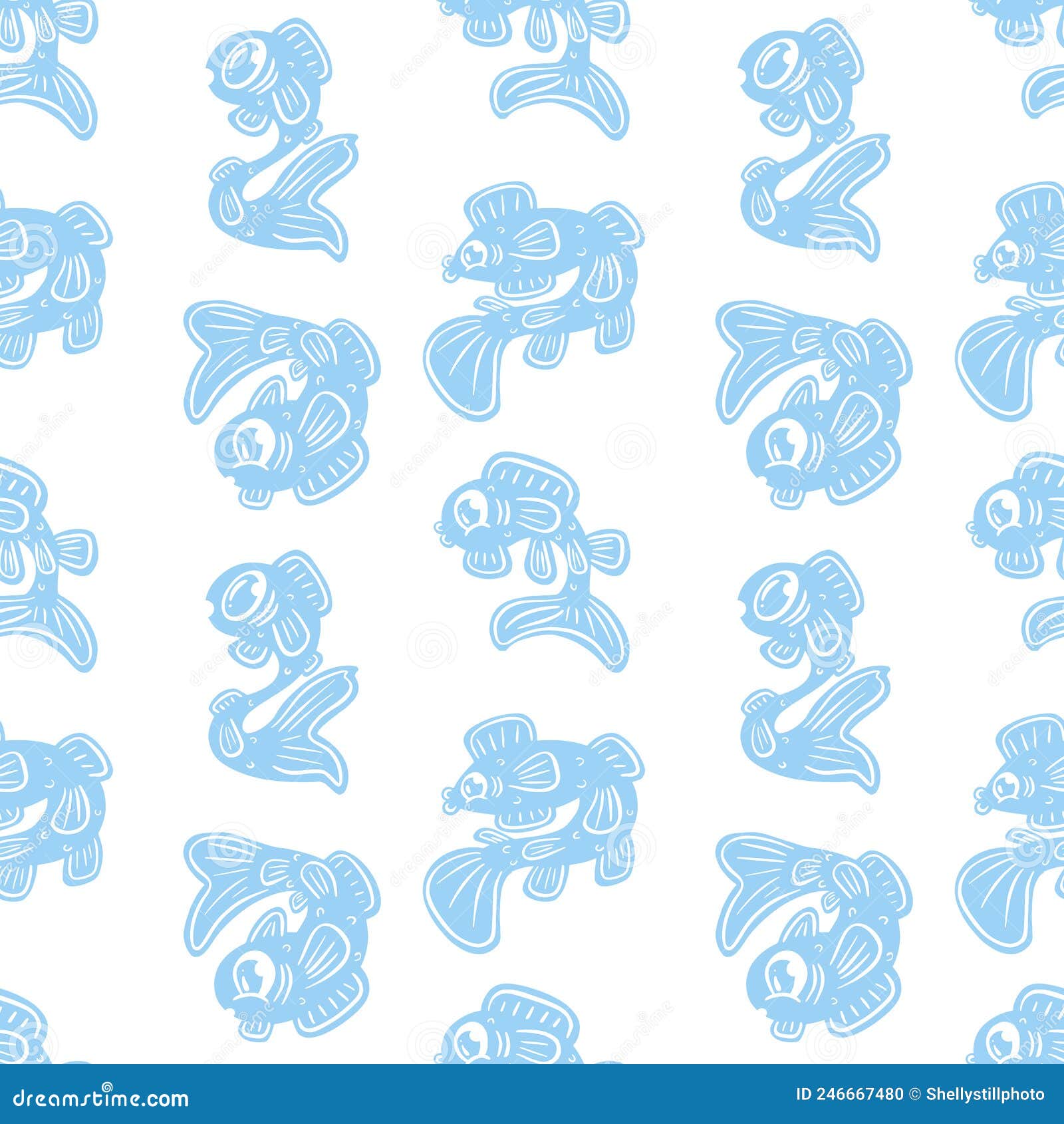 A Cartoon Repeating Pattern Fish and Fishes Illustration Stock ...