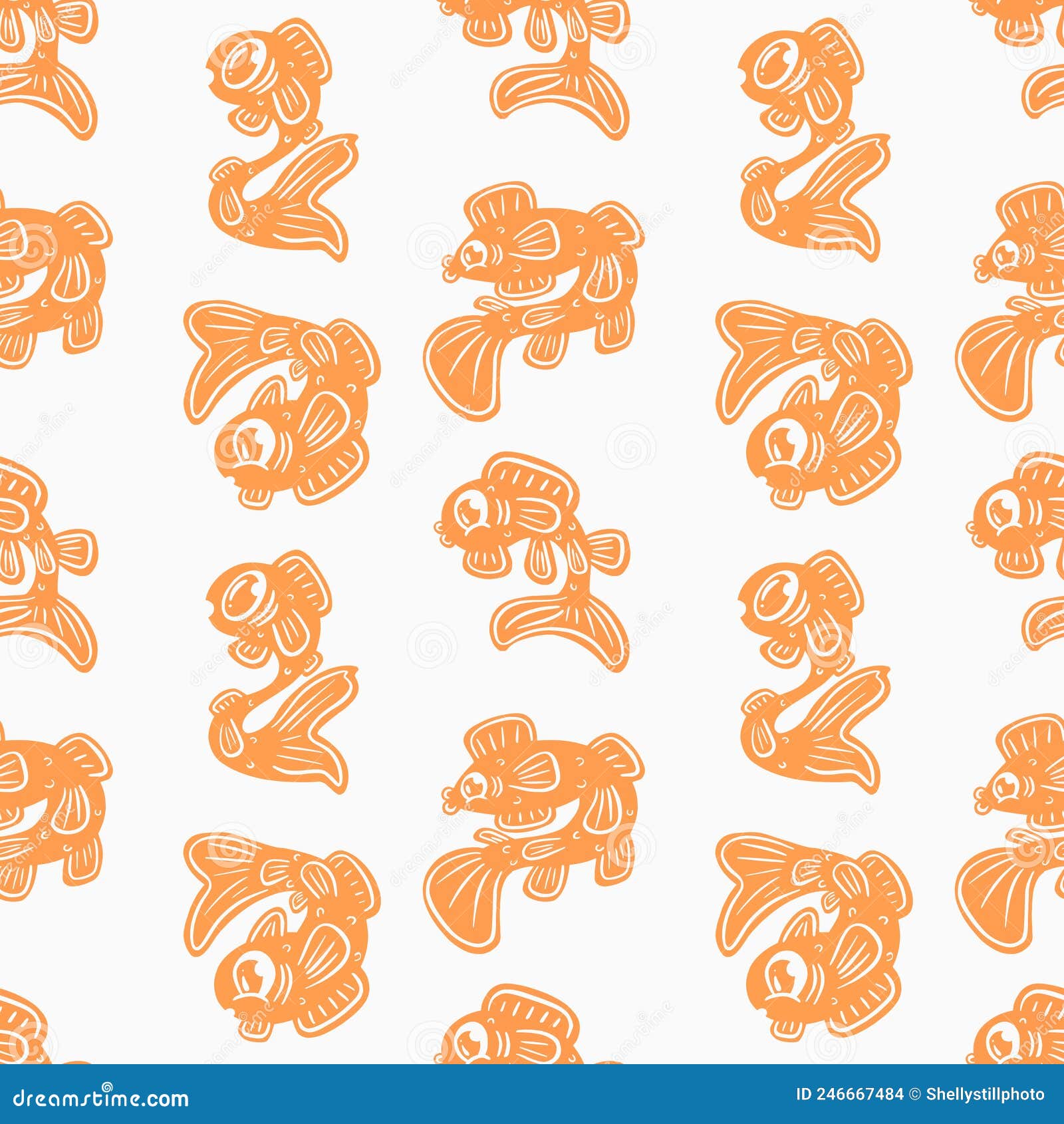 A Cartoon Repeating Pattern Fish and Fishes Illustration Stock ...