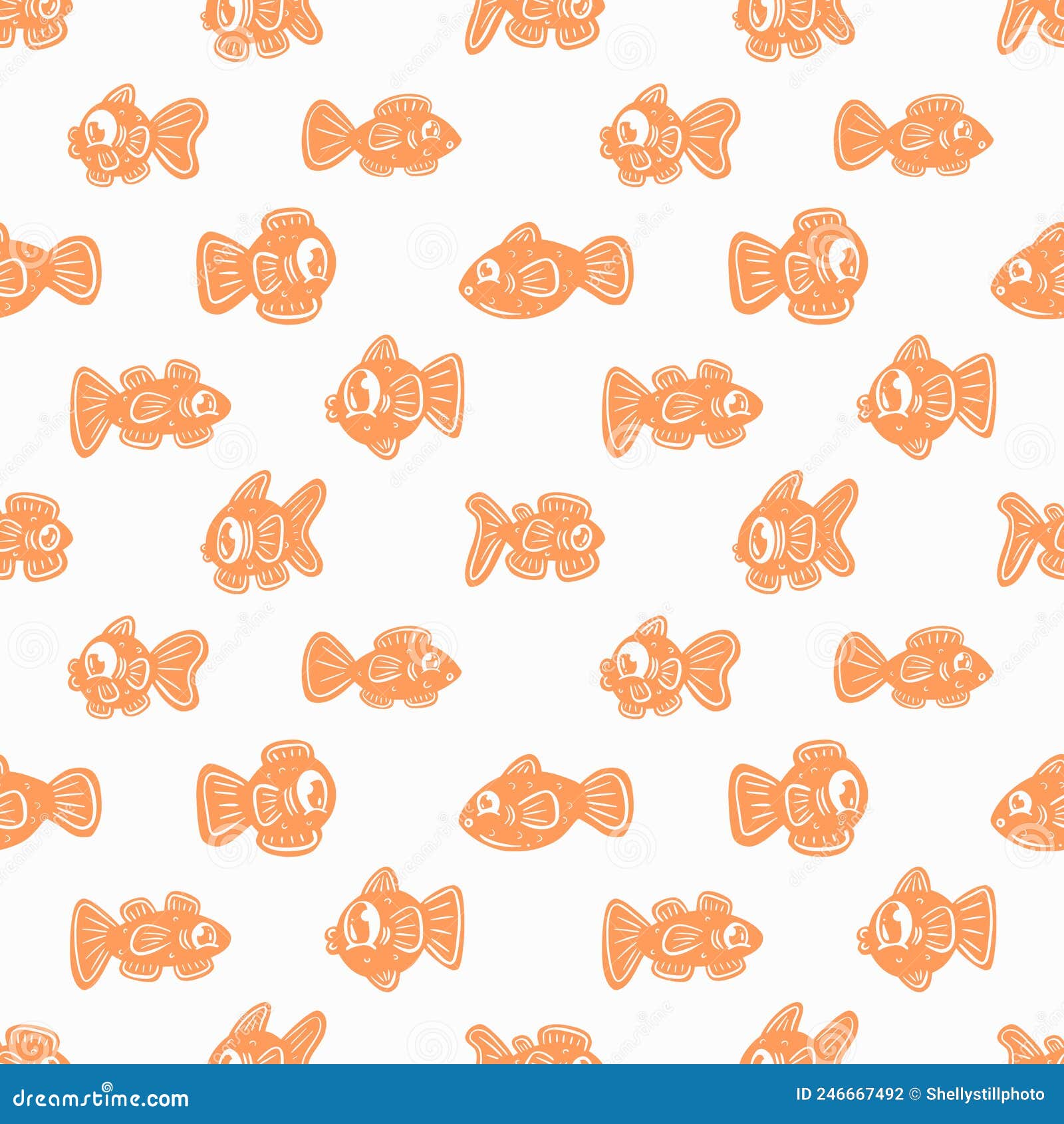 A Cartoon Repeating Pattern Fish and Fishes Illustration Stock ...