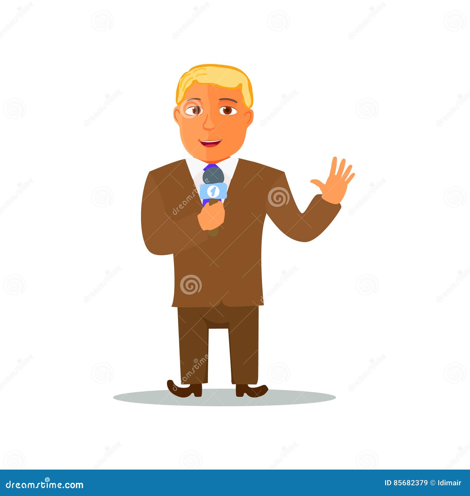 Cartoon Reporter Character with Microphone. Vector Stock Vector ...