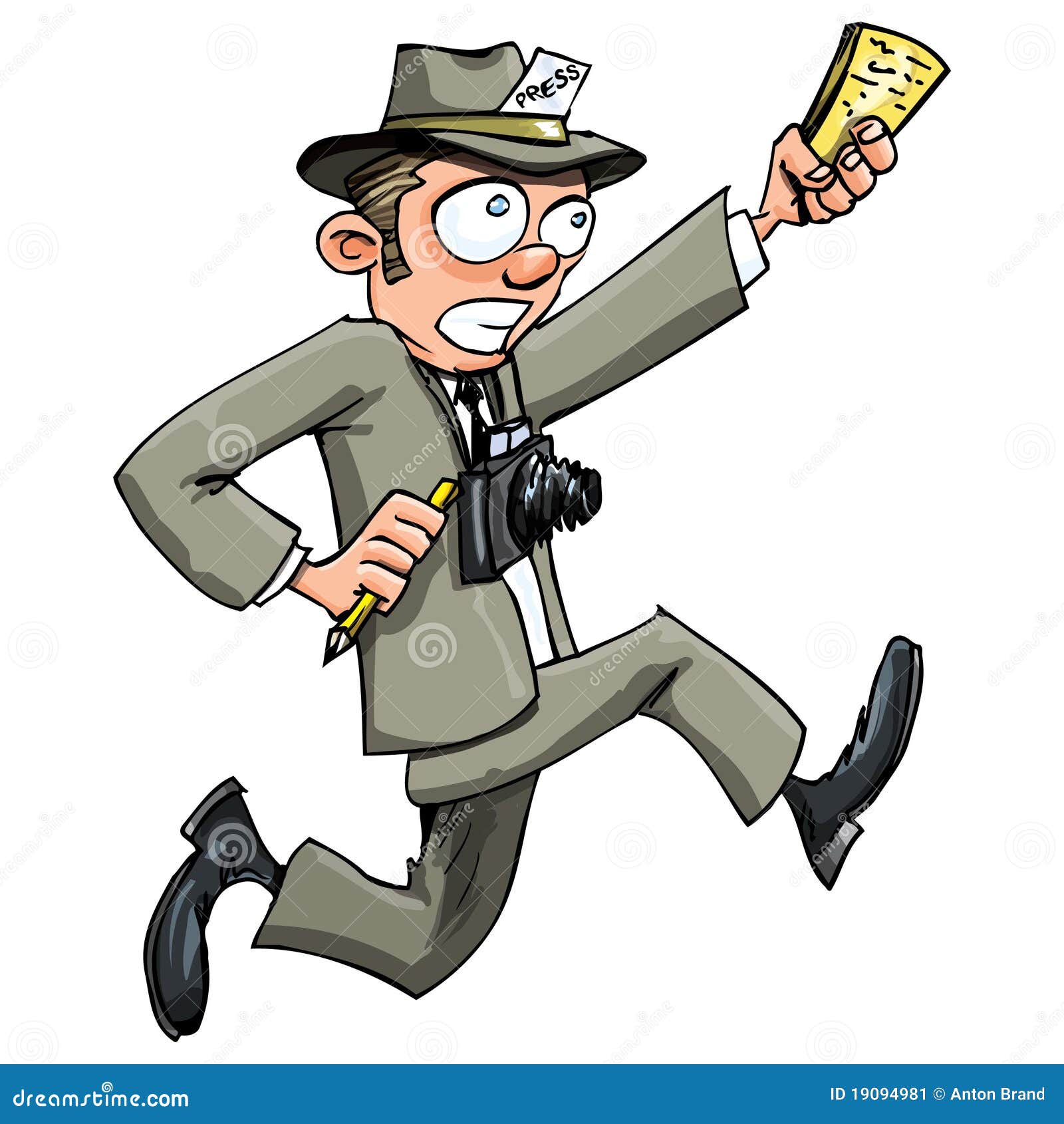 Cartoon Reporter And Notepad