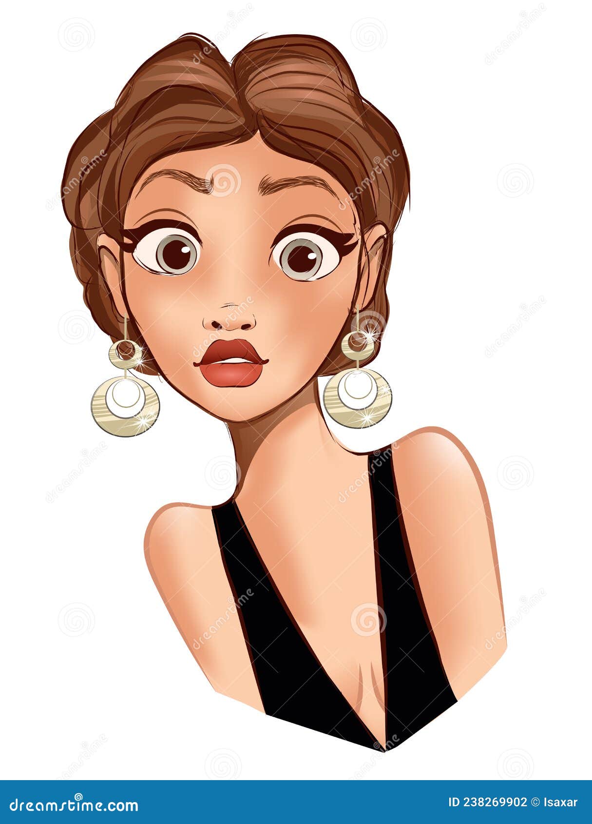 Cartoon Representation of a Beautiful Girl with Surprised Expression ...