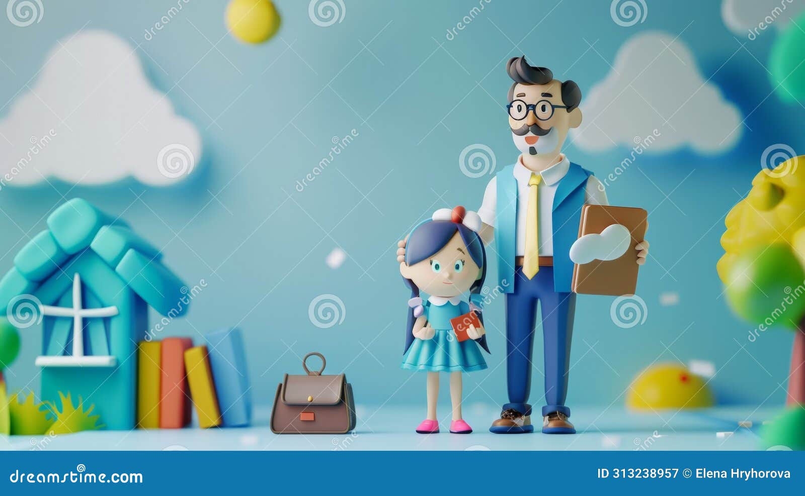 A Cartoon Representation of a Teacher and Student with Educational ...