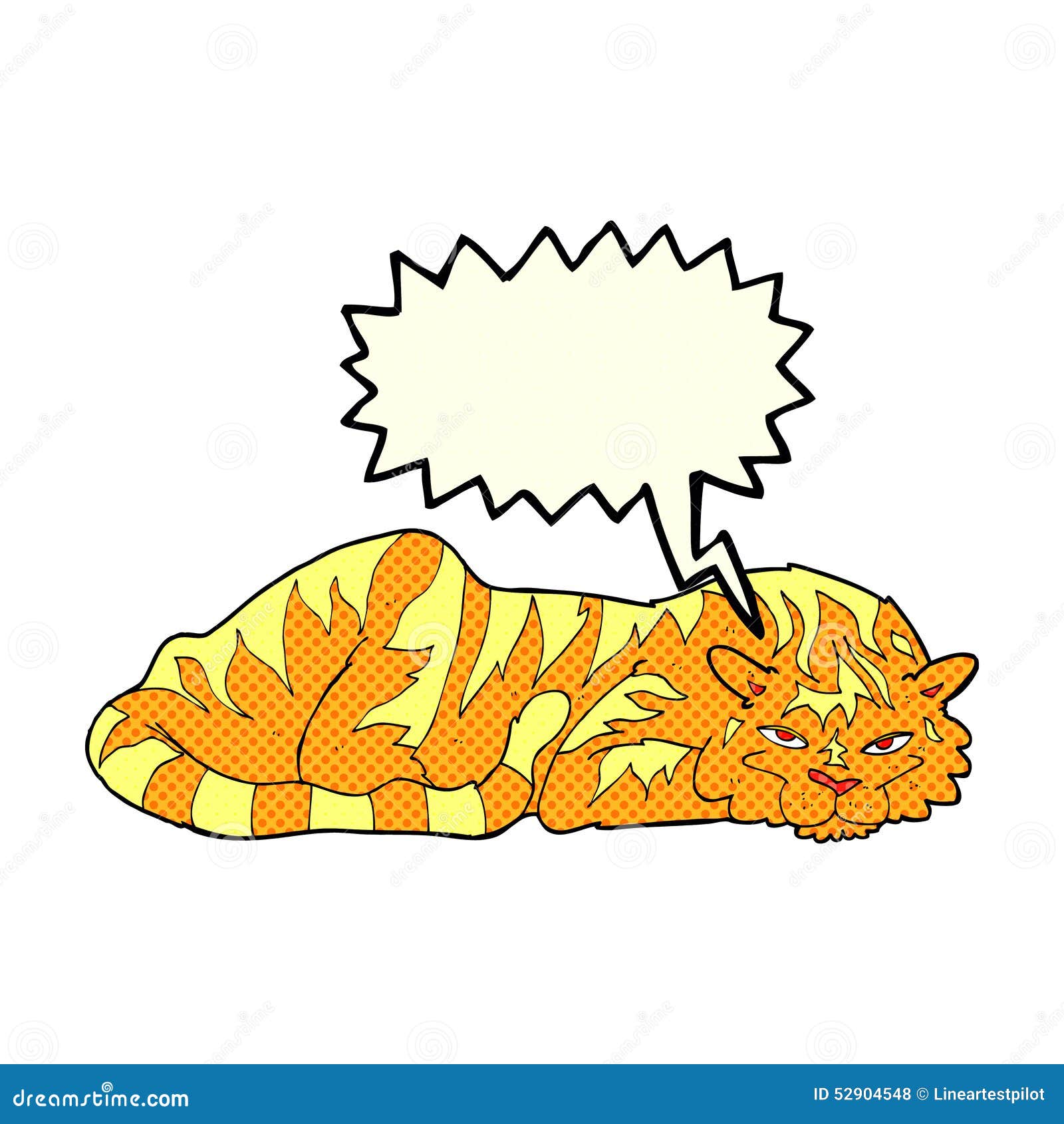 Cartoon Resting Tiger with Speech Bubble Stock Illustration ...
