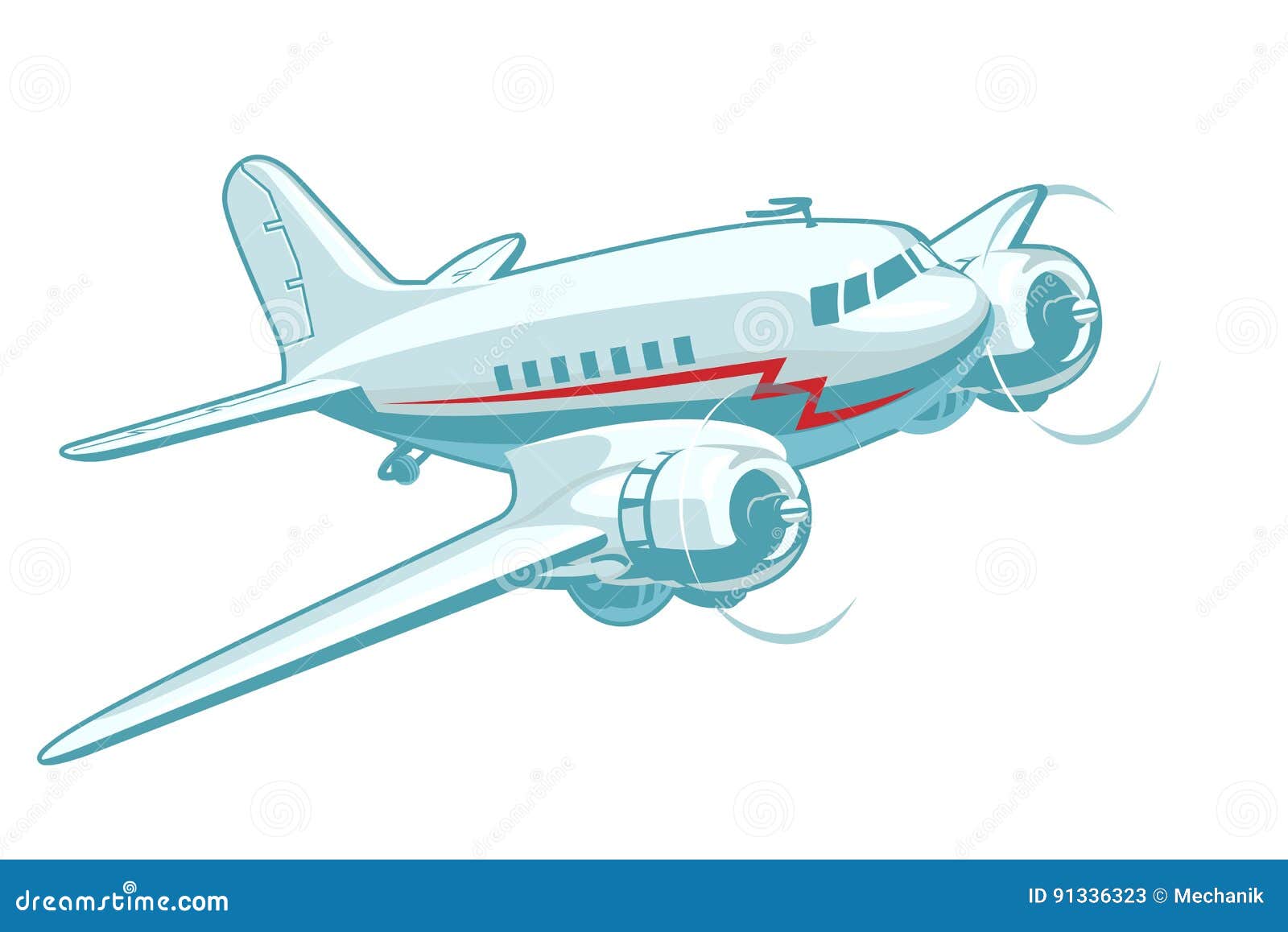 Cartoon Retro Airplane stock vector. Illustration of comic - 91336323