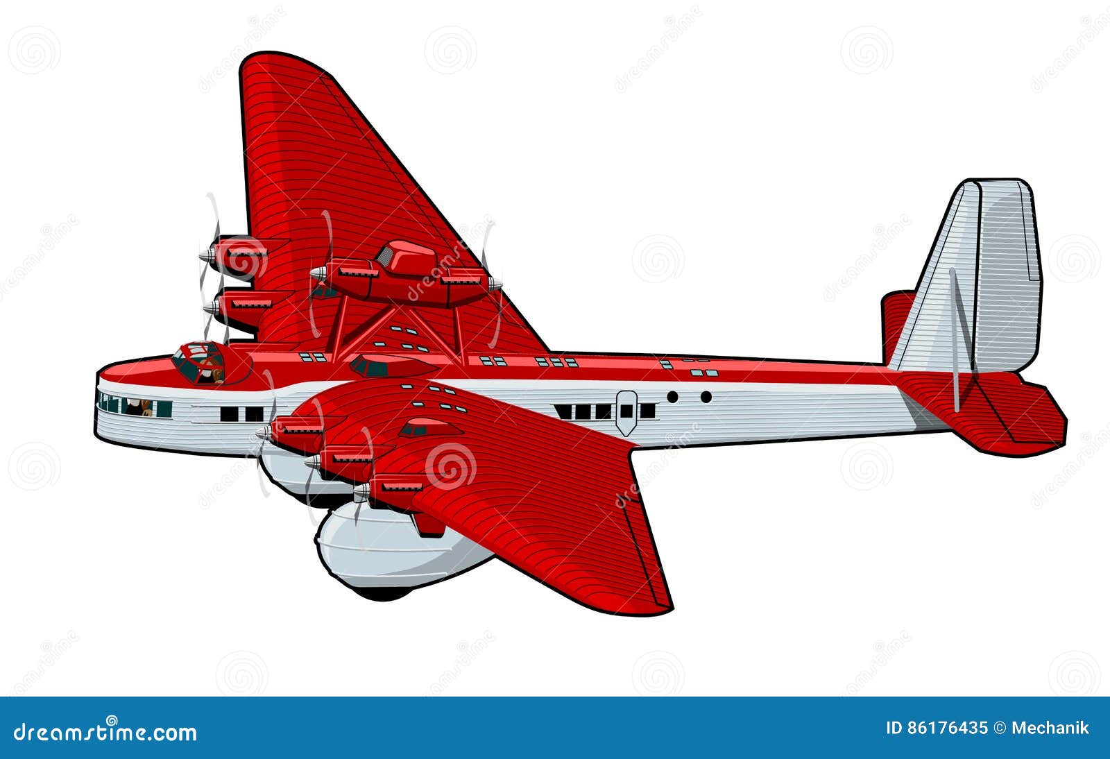 Cartoon Retro Airplane stock vector. Illustration of comic - 86176435