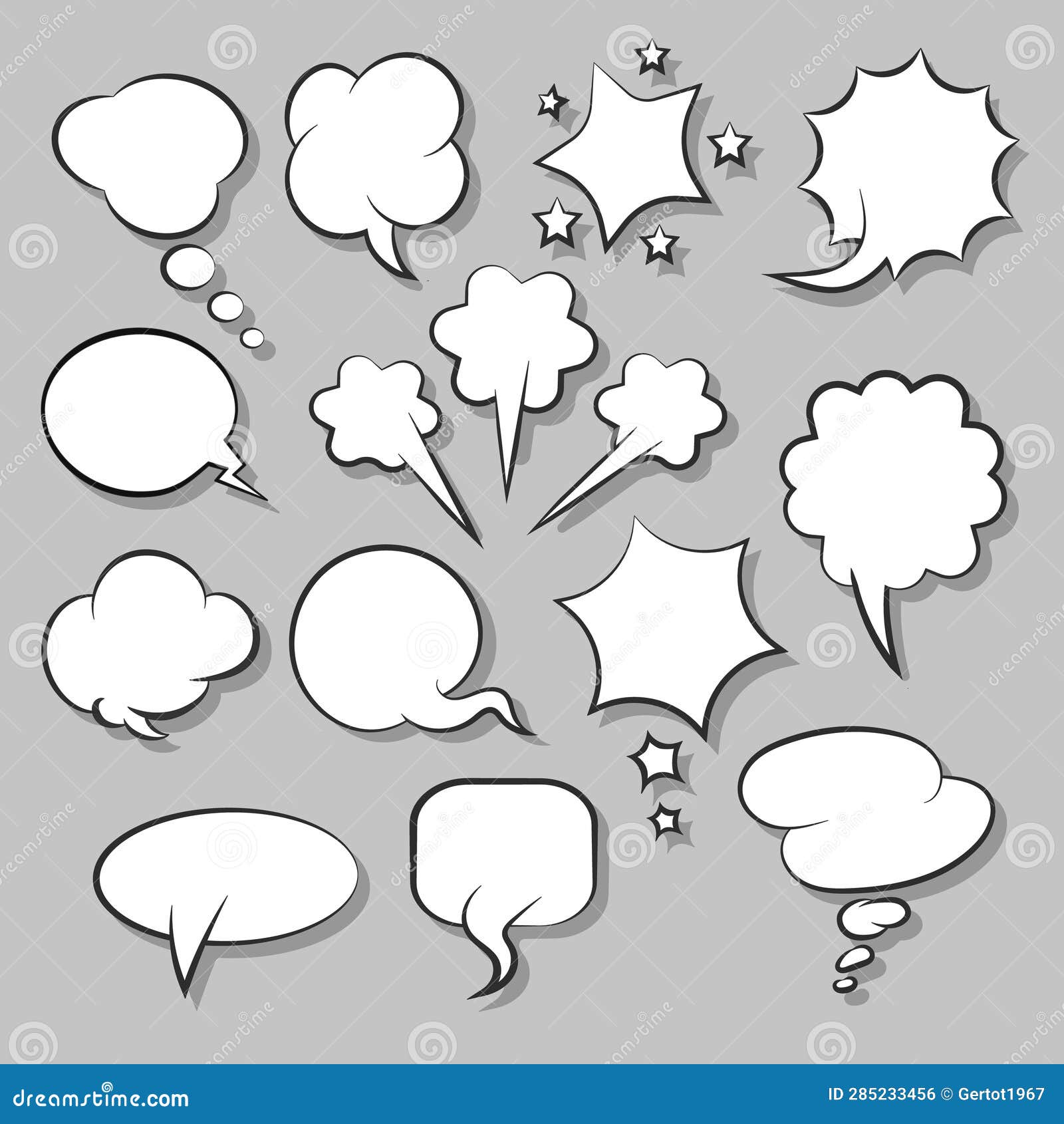 Cartoon Retro Blank Speech Bubble Set Stock Illustration - Illustration of design, drawing ...